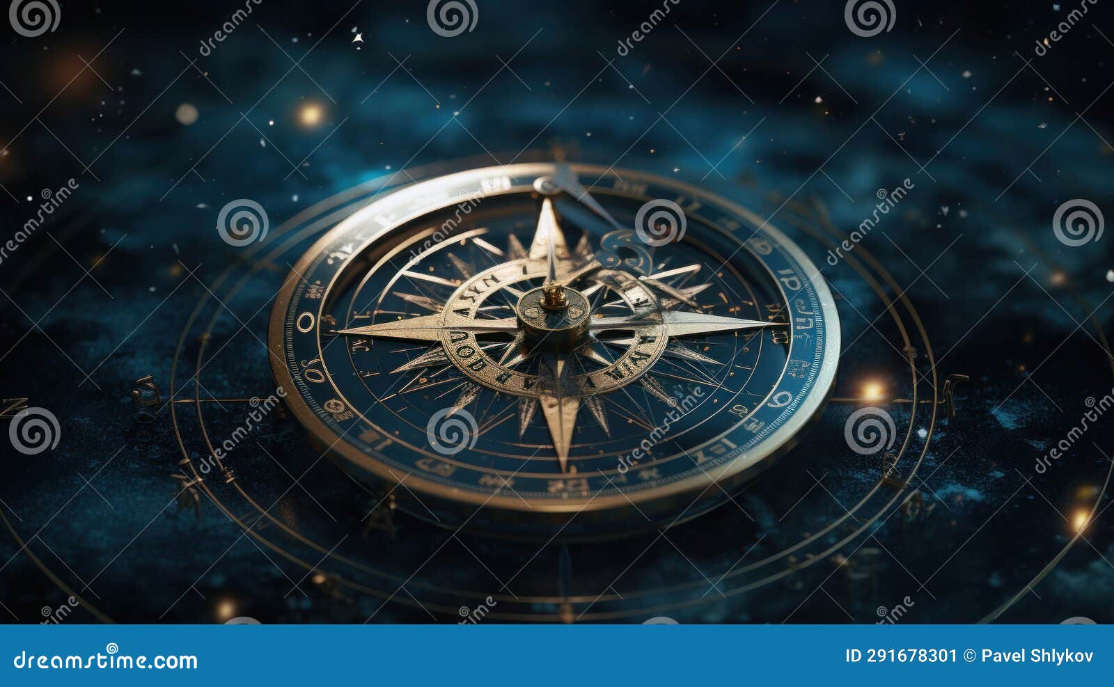 Compass Pointing To Goals Against Illuminated Beautiful Space Stock ...