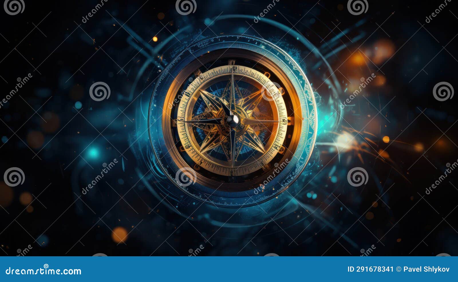 Compass Pointing To Goals Against Illuminated Beautiful Space Stock ...