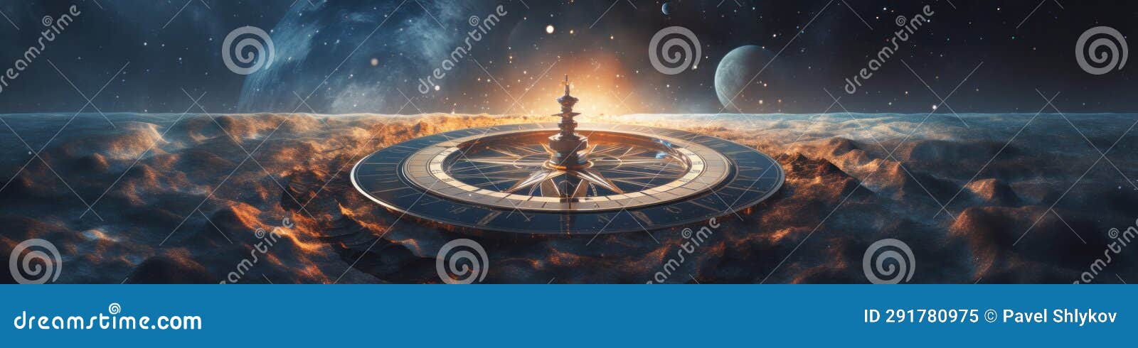 Compass Pointing To Goals Against Illuminated Beautiful Space Stock ...