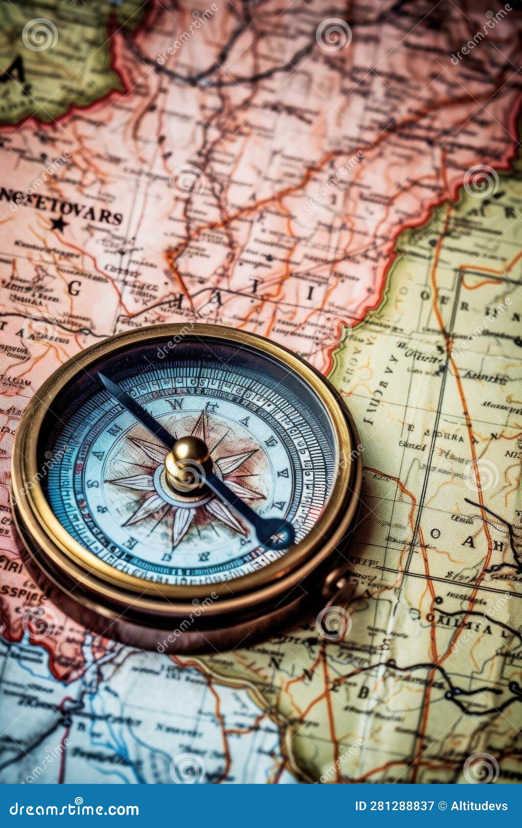 Compass Pointing To Leadership on a Map Stock Illustration ...