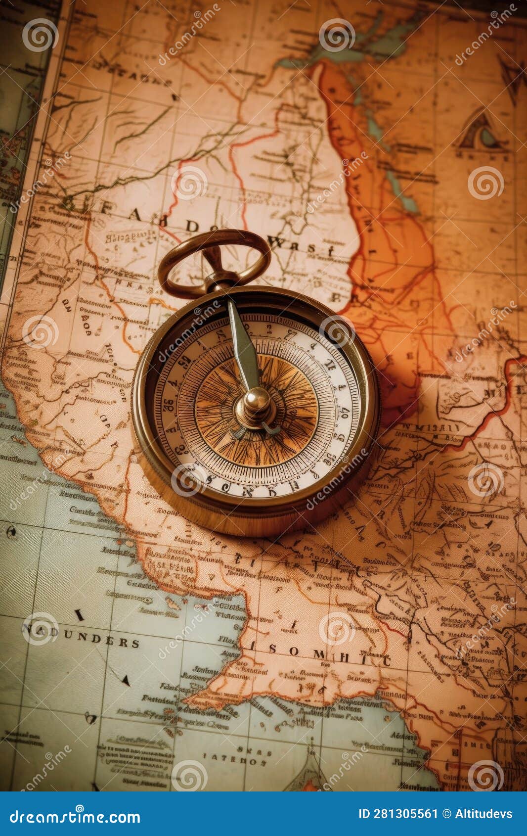 Compass Pointing To Leadership on a Map Stock Illustration ...