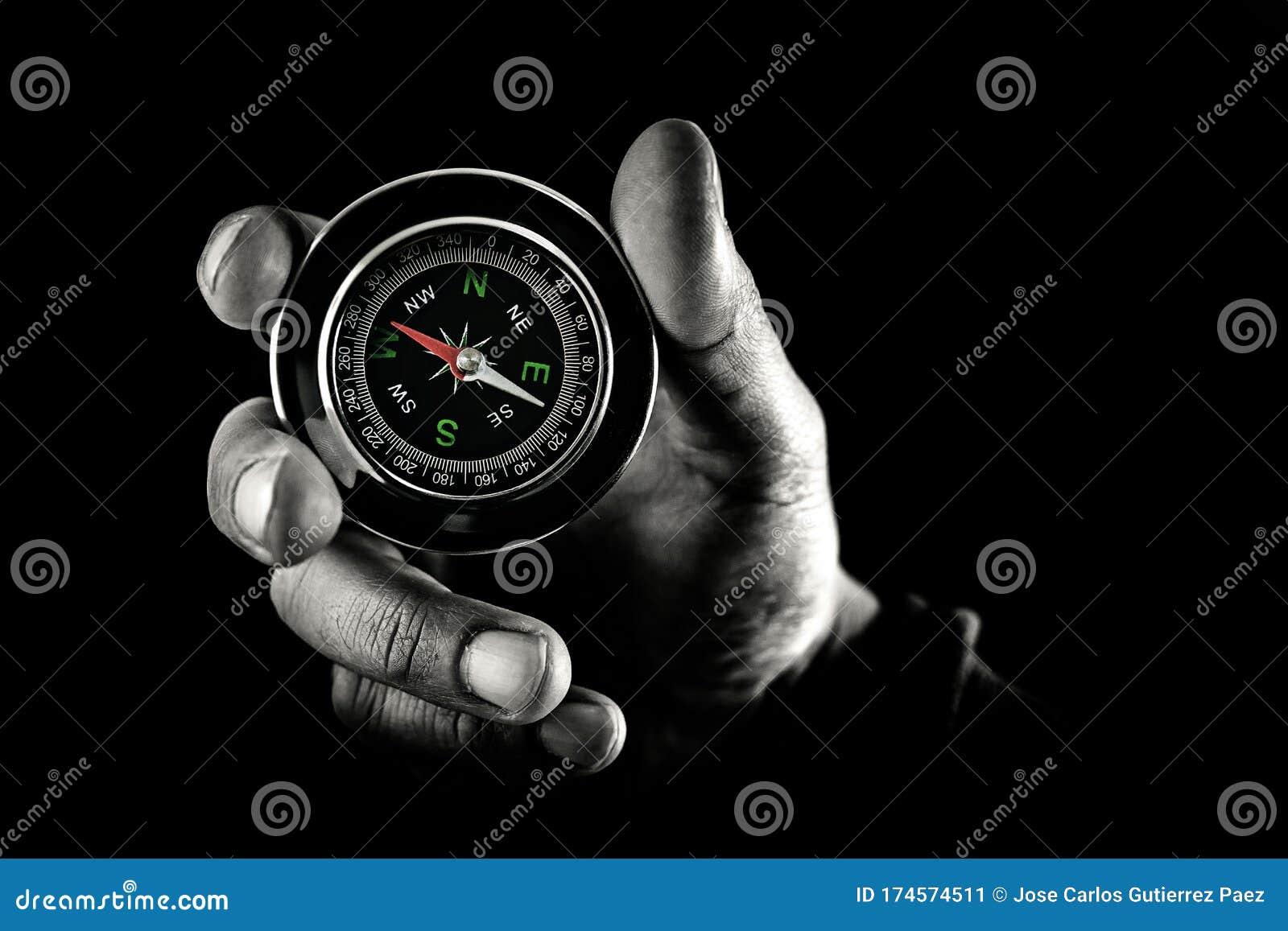 A Compass Pointing North On A Plain White Background With Empty Space ...