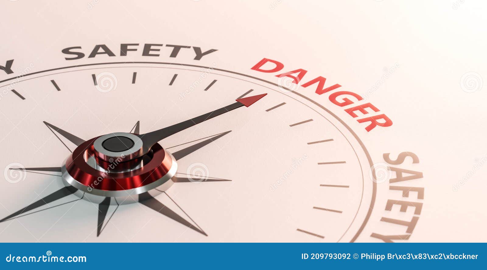Compass Pointing at Written Word Danger Besides the Word Safety 3d ...