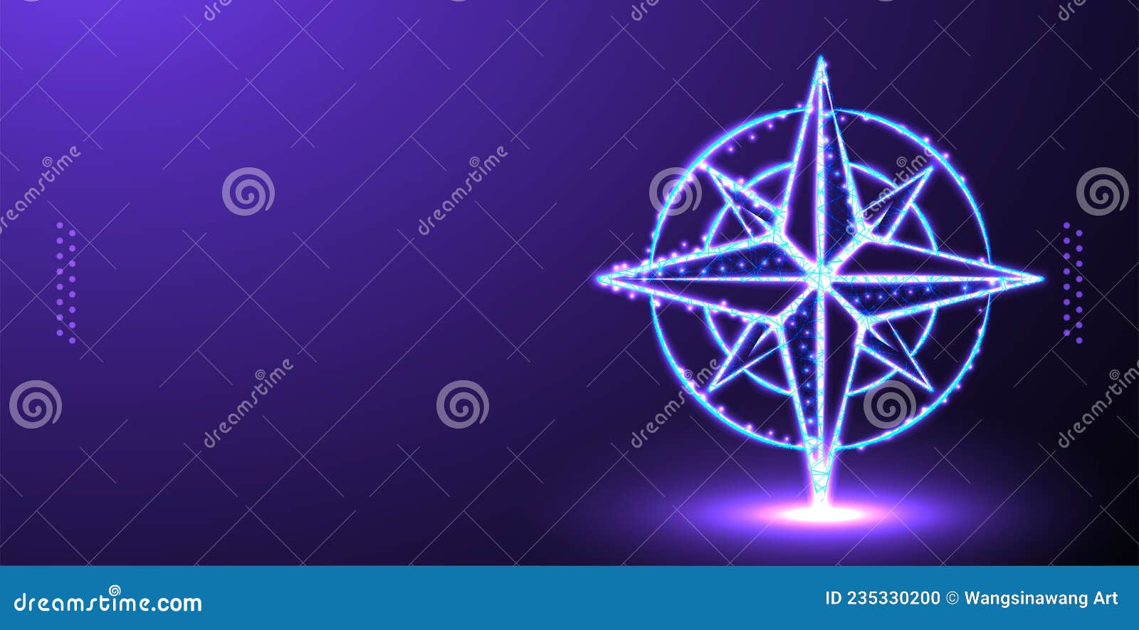 Compass Polygonal Low Poly Wireframe Background Vector Illustration ...