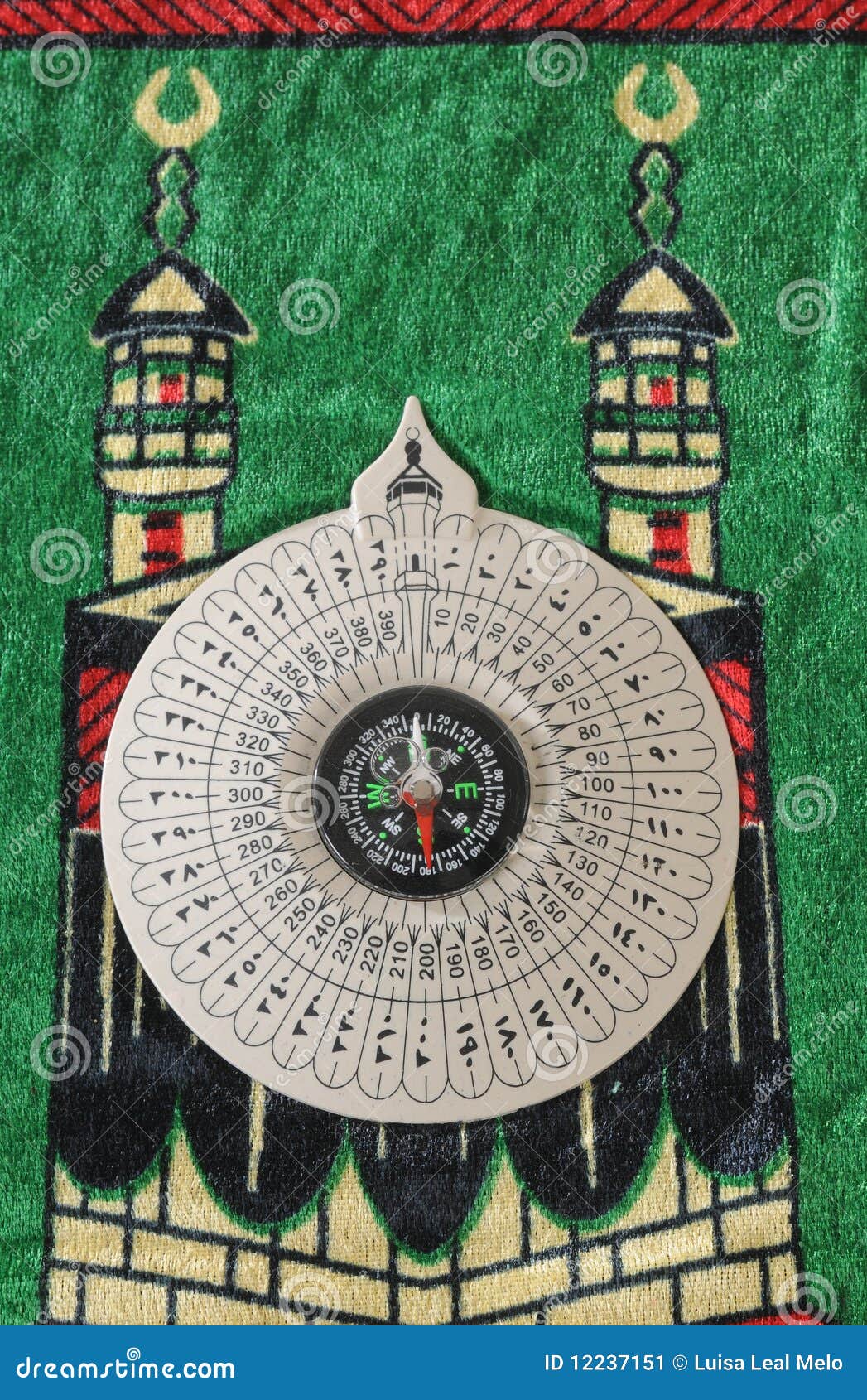 Compass on praying carpet stock image. Image of mosque - 12237151