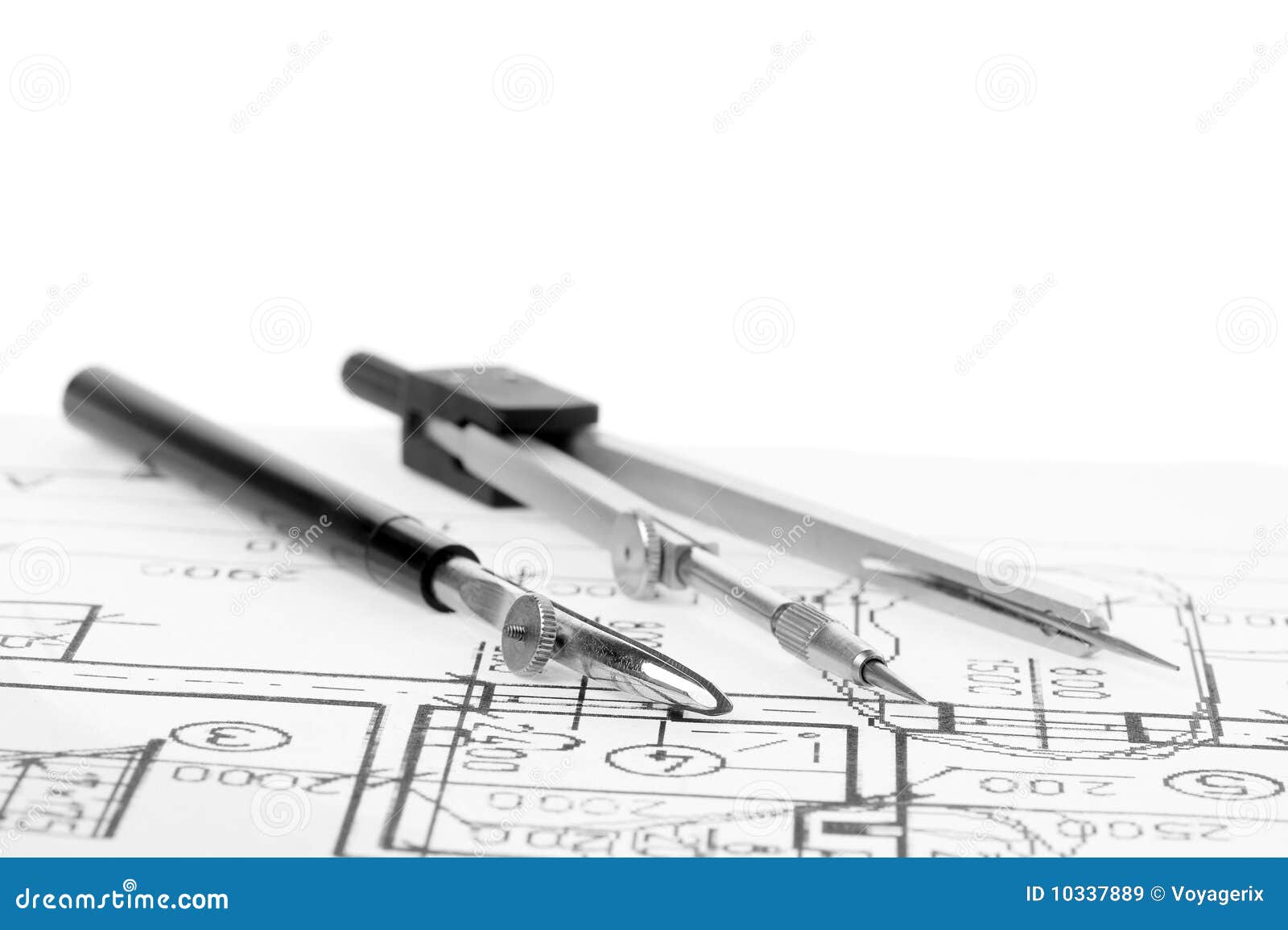 Compass and project stock image. Image of technical, blueprint - 10337889