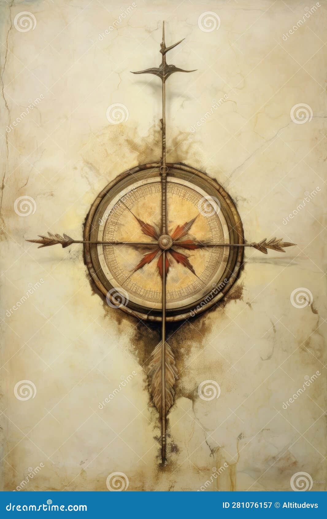 A Compass with a Prominent Arrow Pointing North Stock Illustration ...