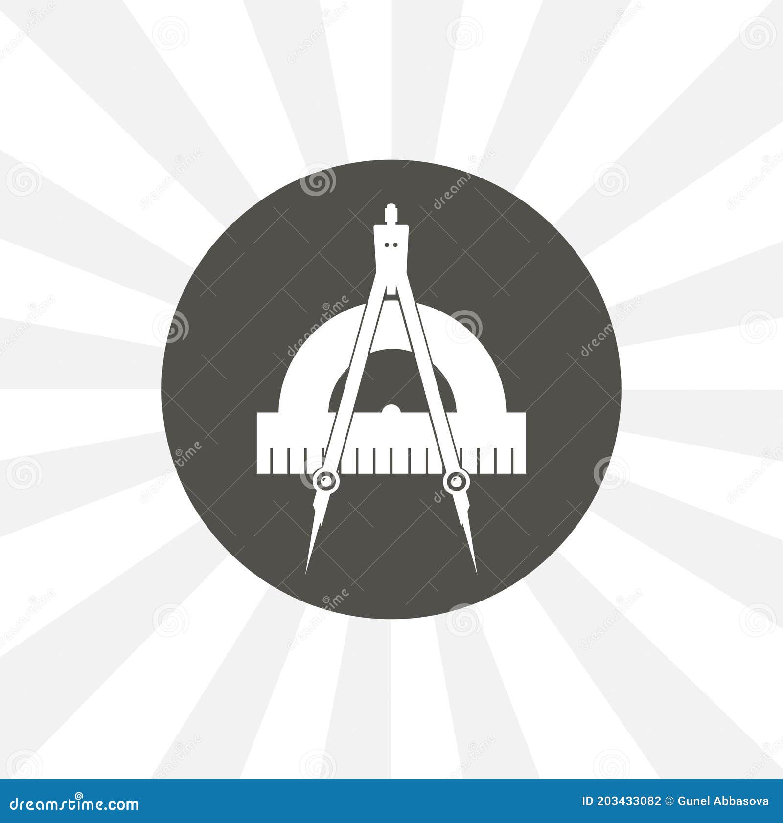 Compass with Protractor Isolated Icon. Education Design Element Stock ...