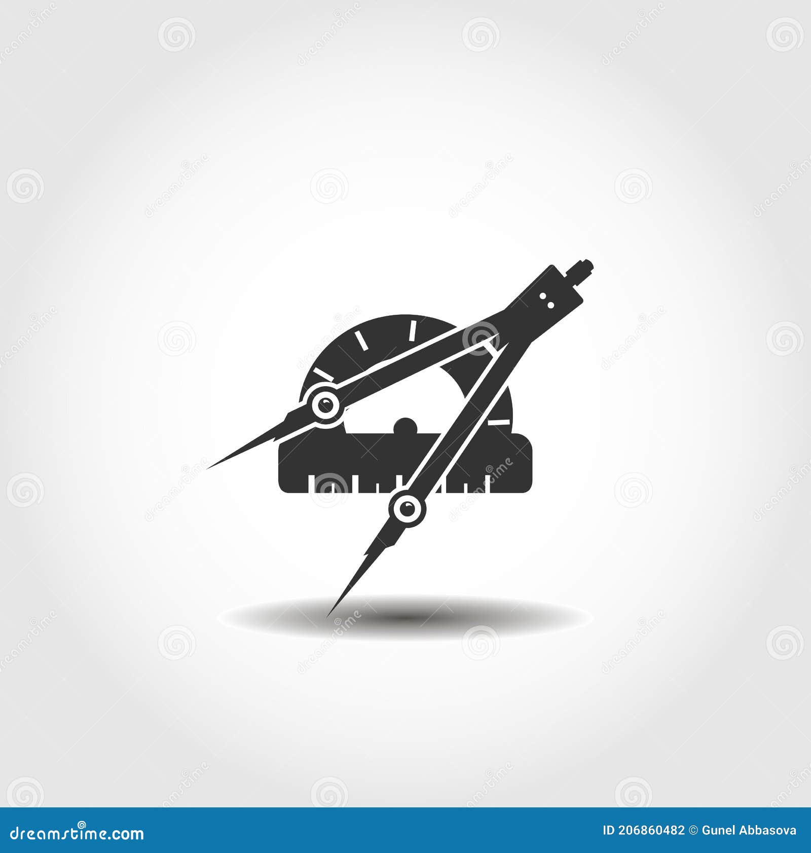 Compass With Protractor Colorful Clipart. Geometry Flat Illustration ...