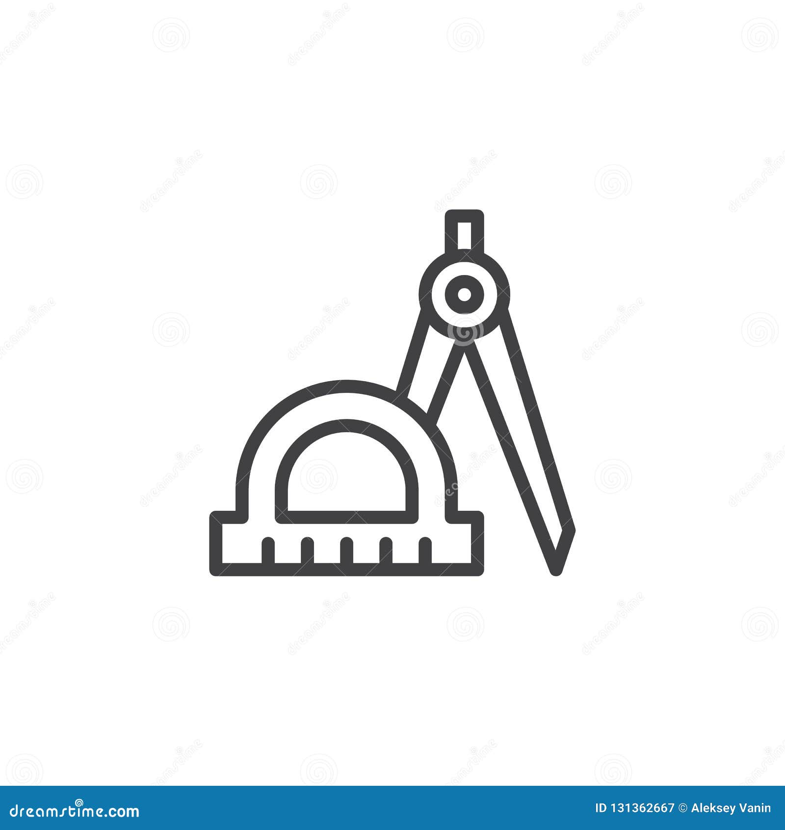 Compass and Protractor Outline Icon Stock Vector - Illustration of ...