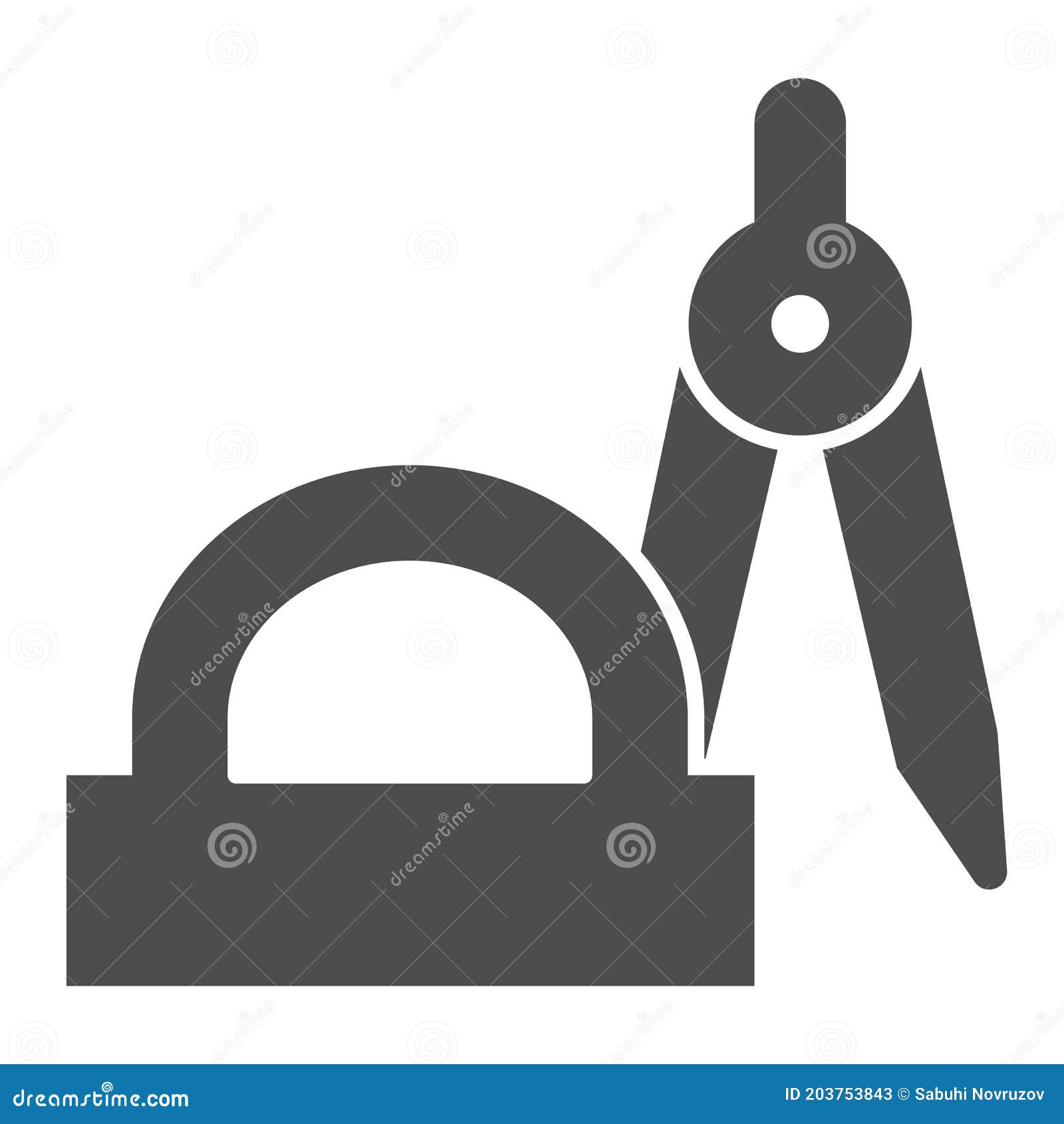 Compass and Protractor Solid Icon, School Concept, Geometry Tools Sign ...