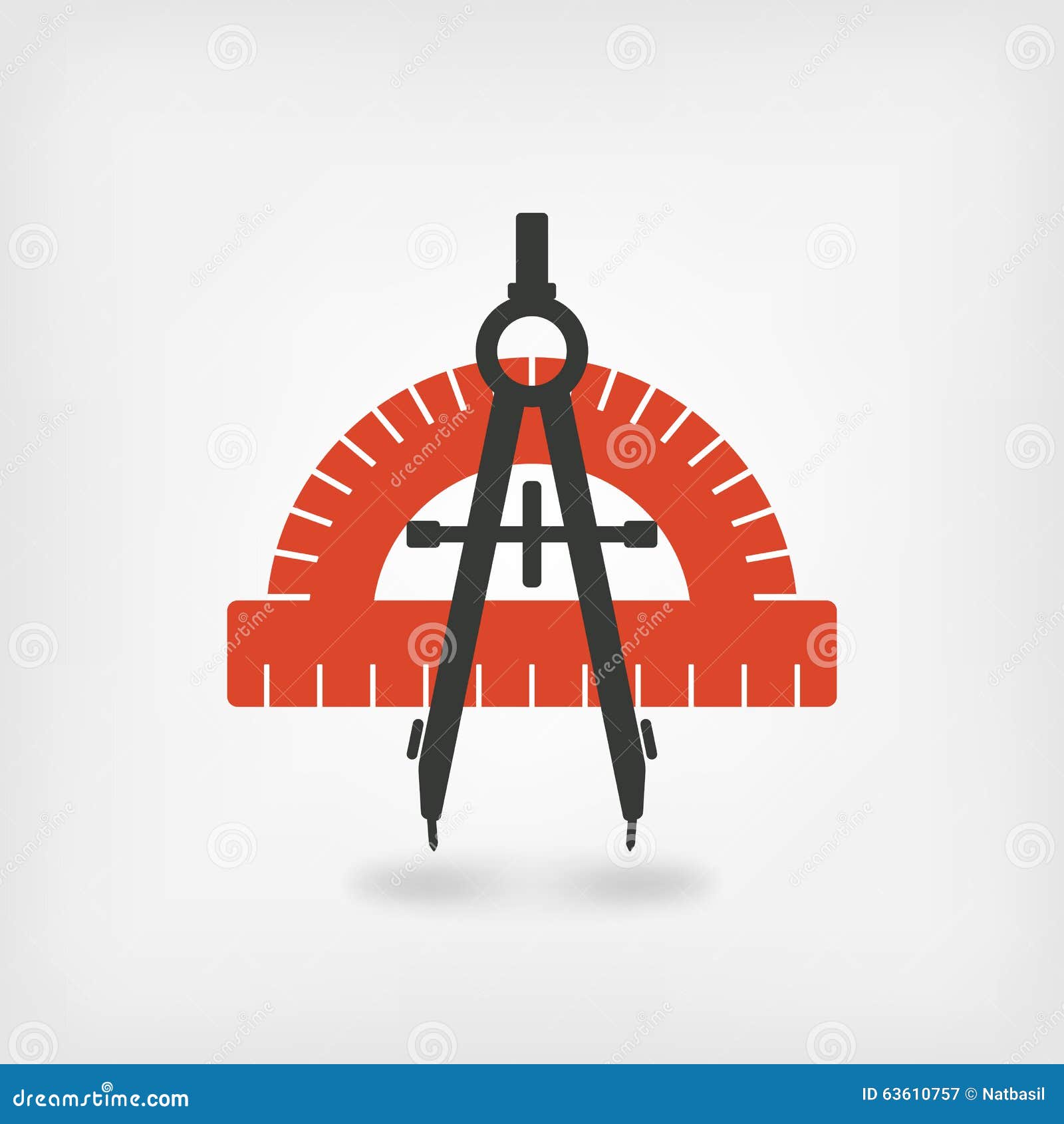 Compass With Protractor Colorful Clipart. Geometry Flat Illustration ...