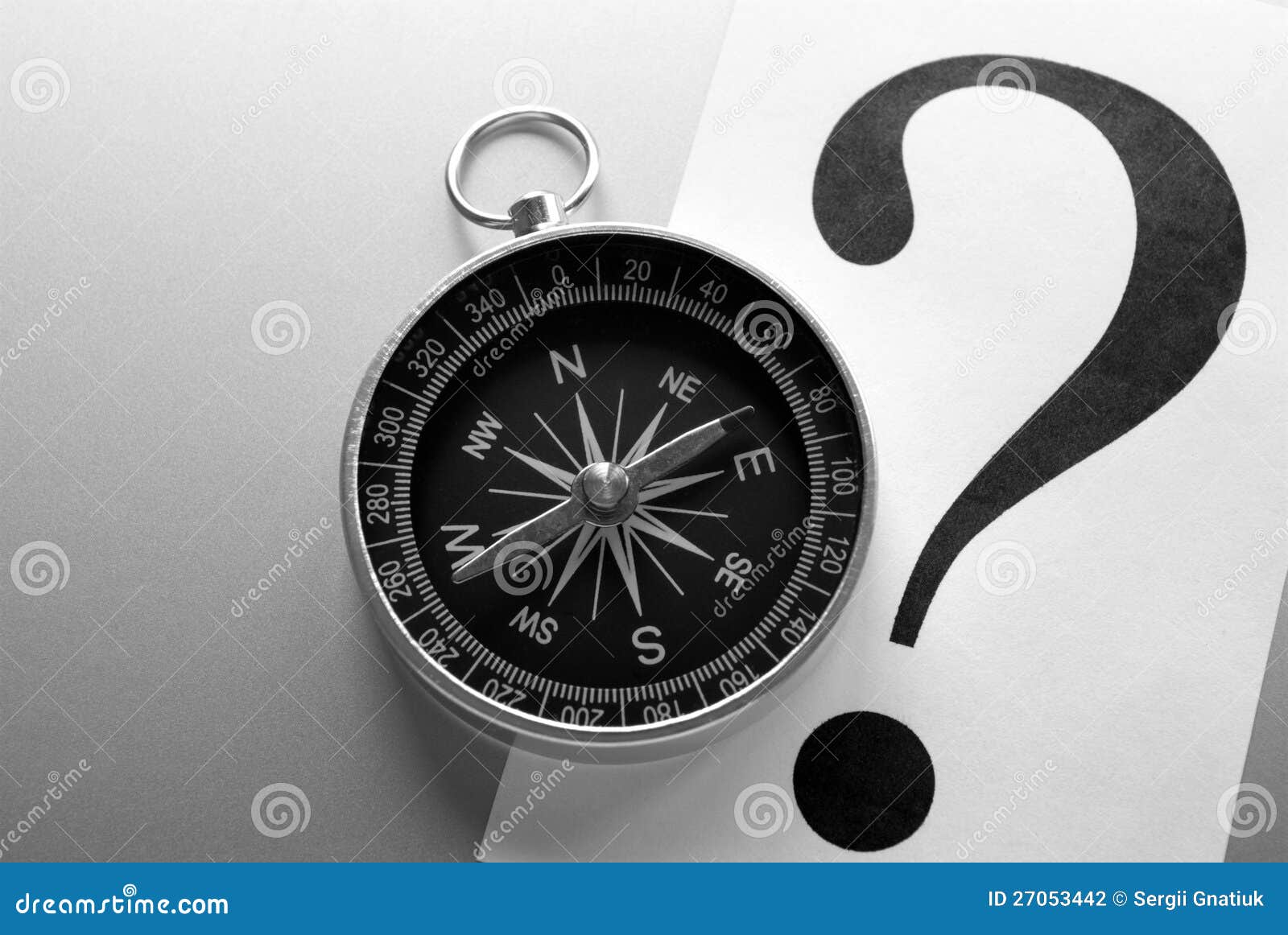 Compass and question mark stock photo. Image of east - 27053442