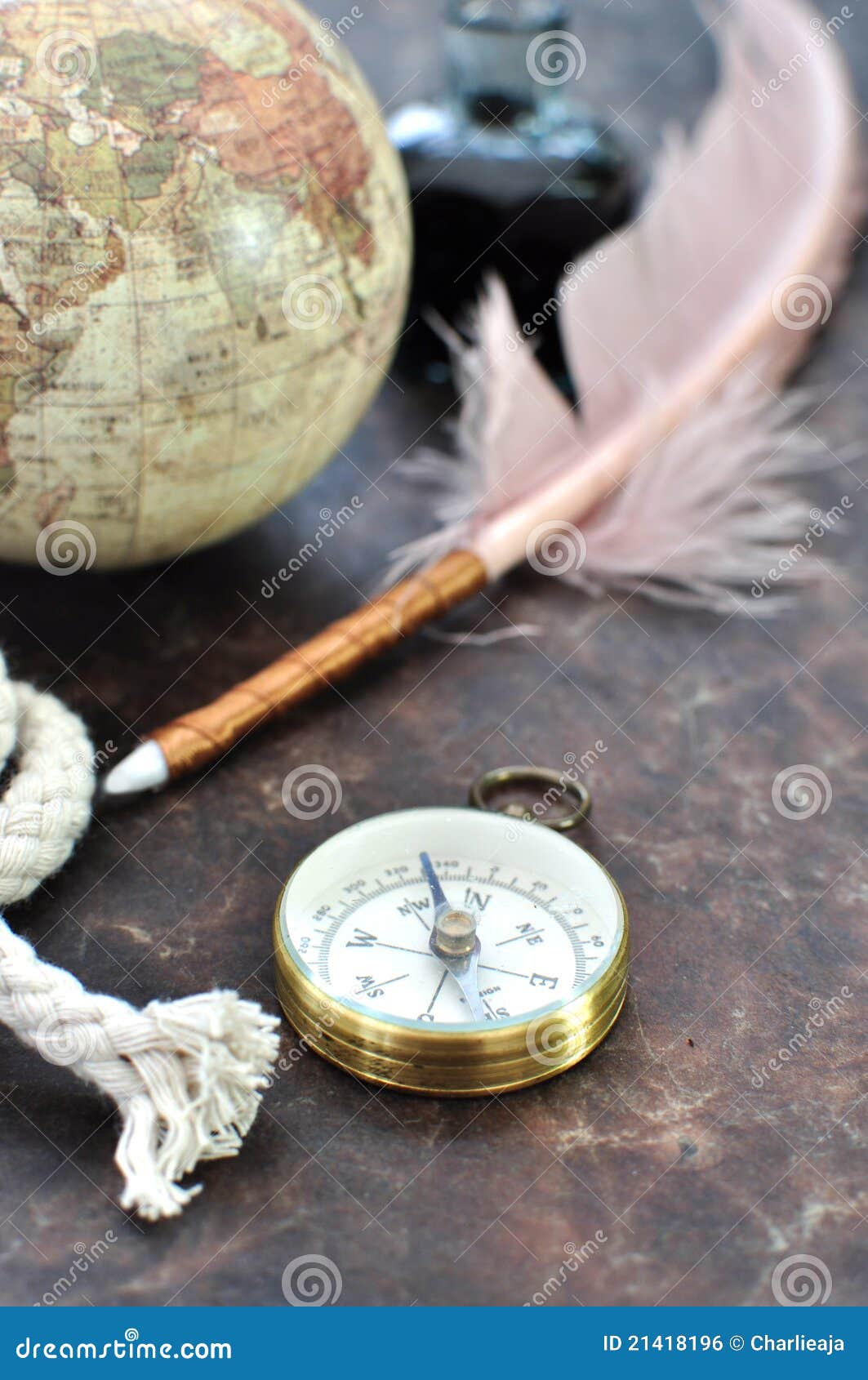 Compass, Quill And Globe Atlas Stock Image | CartoonDealer.com #30990361