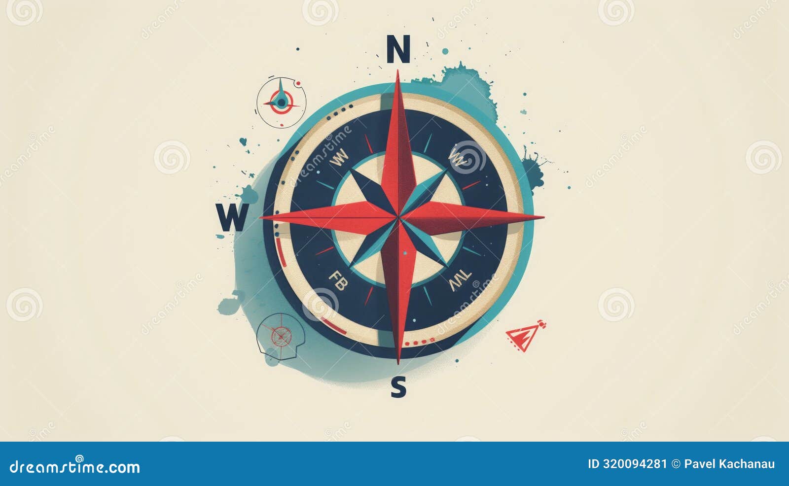 Compass with Red Arrow Pointing North on a Plain White Background Stock ...