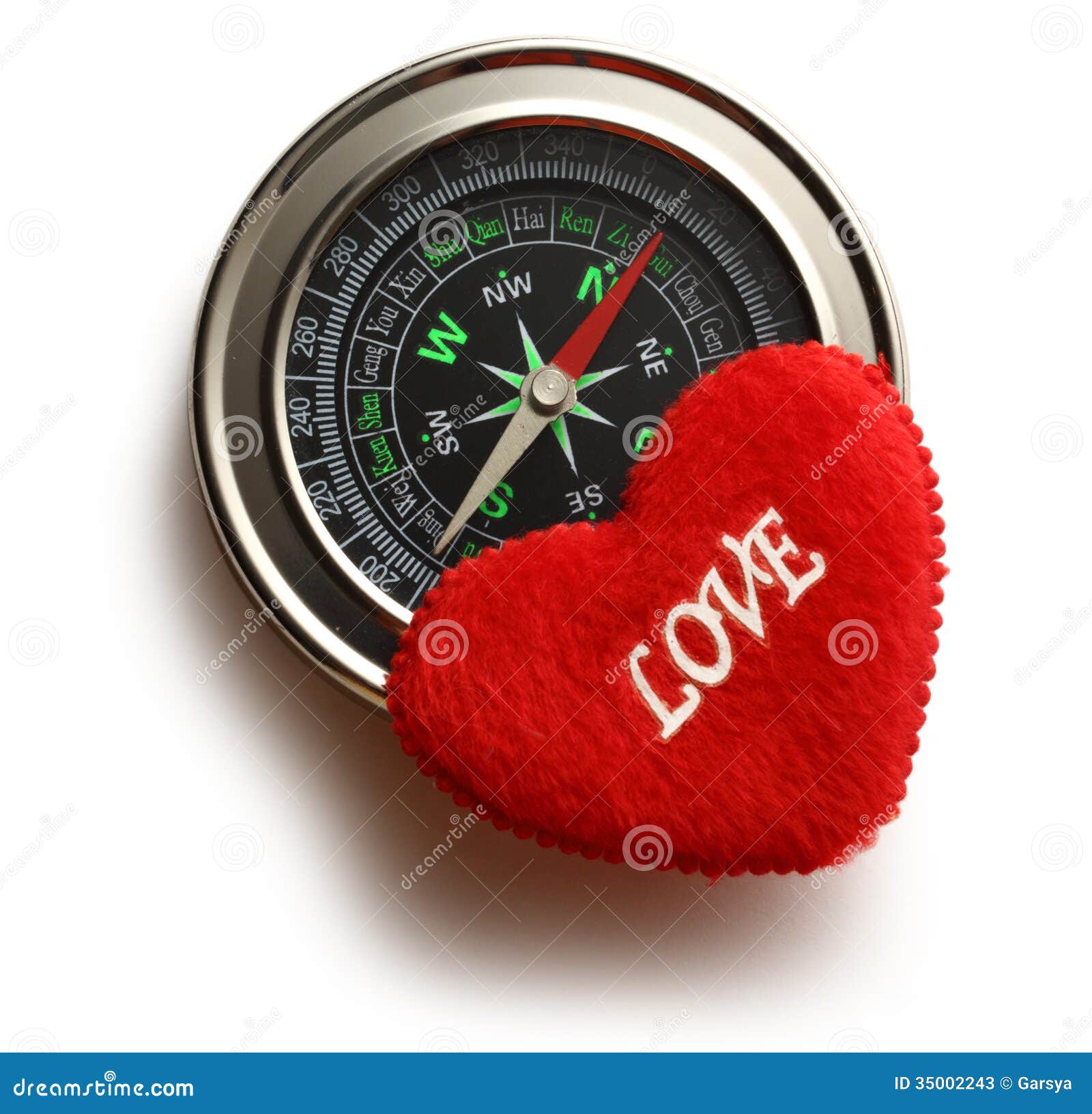 Compass and red heart stock image. Image of letter, metal - 35002243