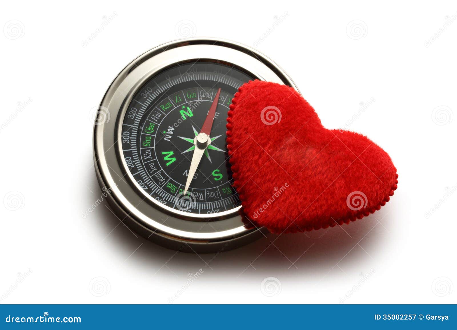 Compass and red heart stock image. Image of azimuth, love - 35002257
