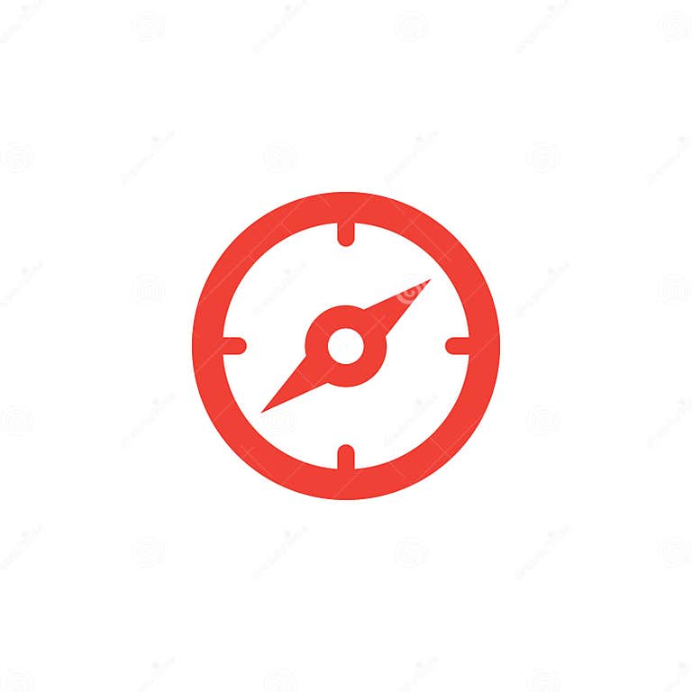 Compass Red Icon on White Background. Red Flat Style Vector ...