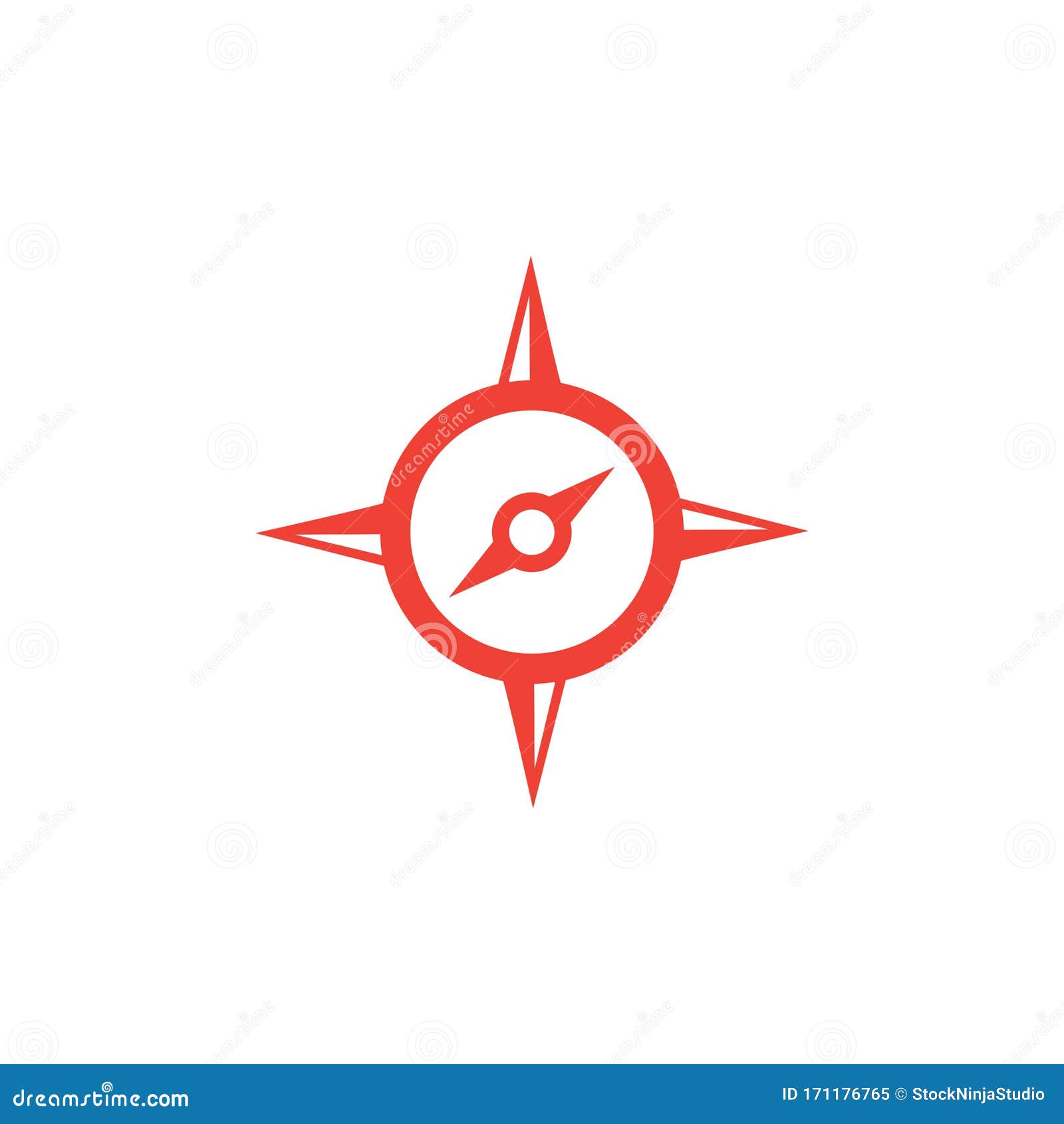 Compass Red Icon on White Background. Red Flat Style Vector ...