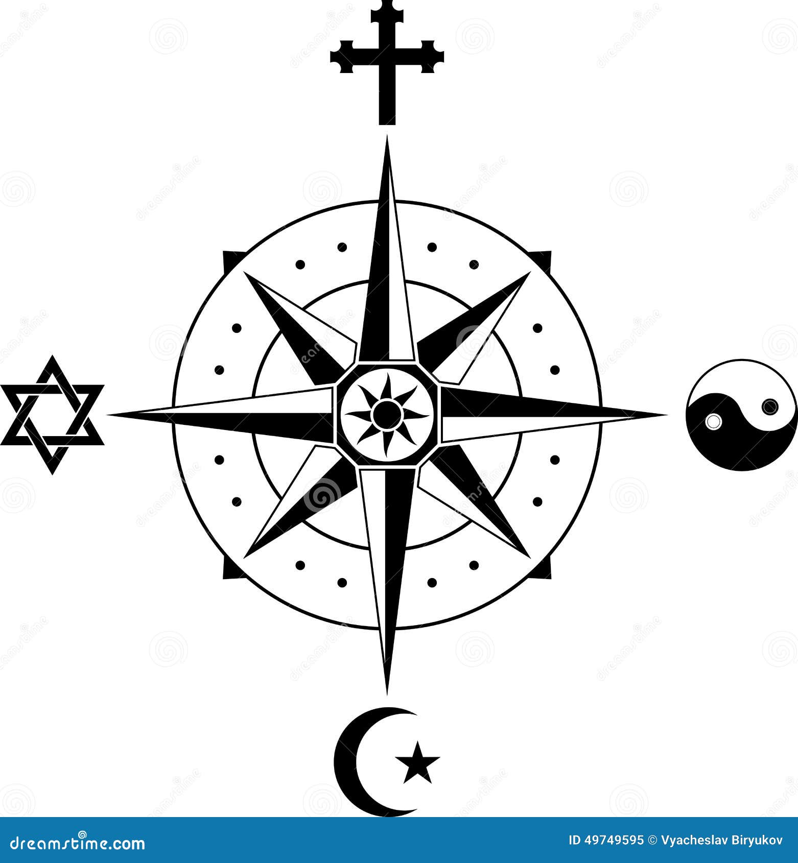 Compass of religions stock vector. Illustration of south - 49749595