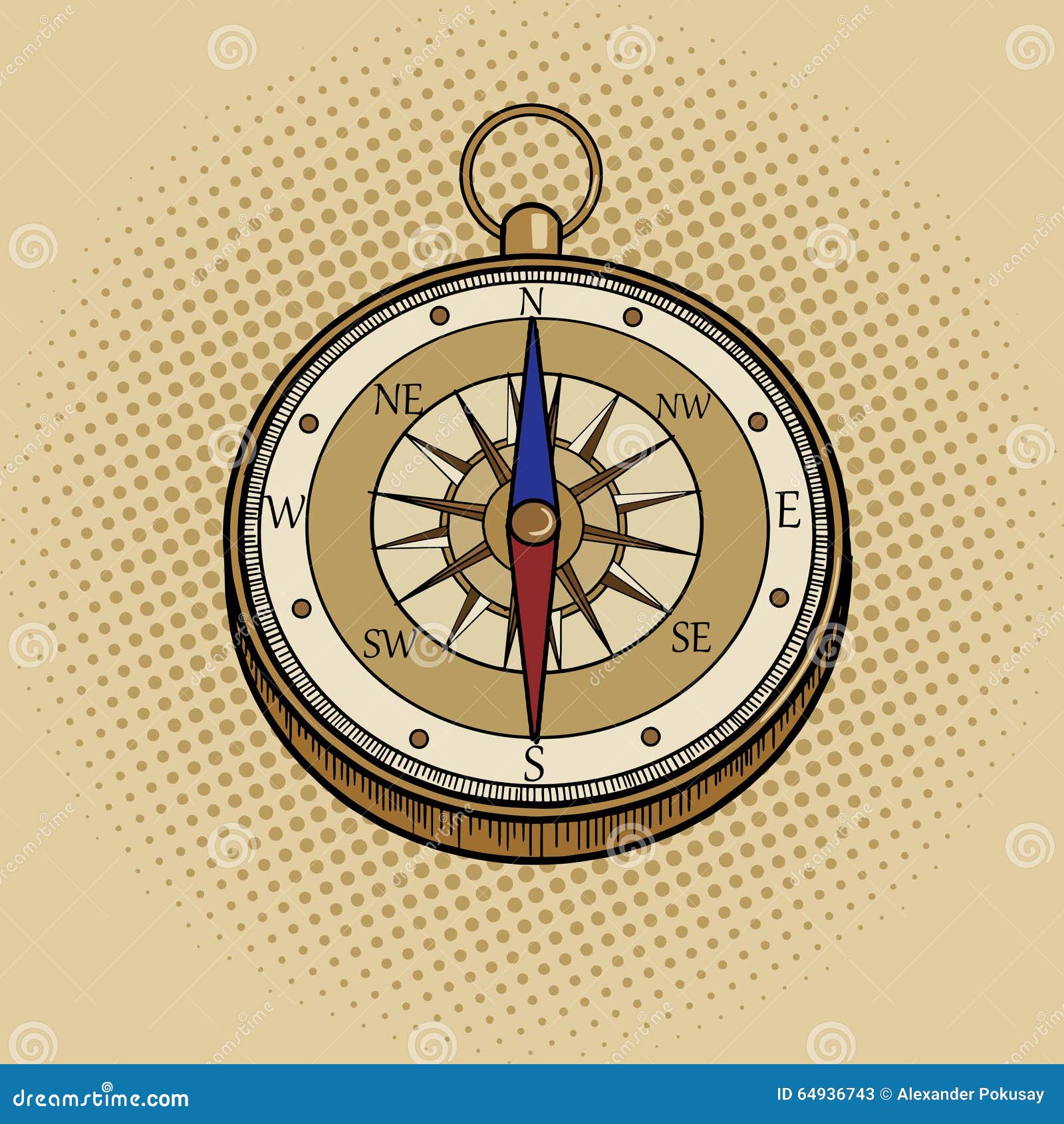 Compass Retro Pop Art Style Vector Stock Vector - Illustration of ...