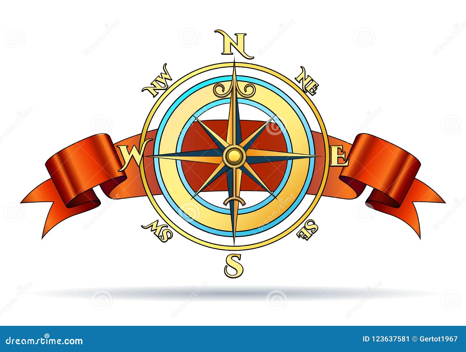 Compass and Ribbon stock vector. Illustration of icon - 123637581
