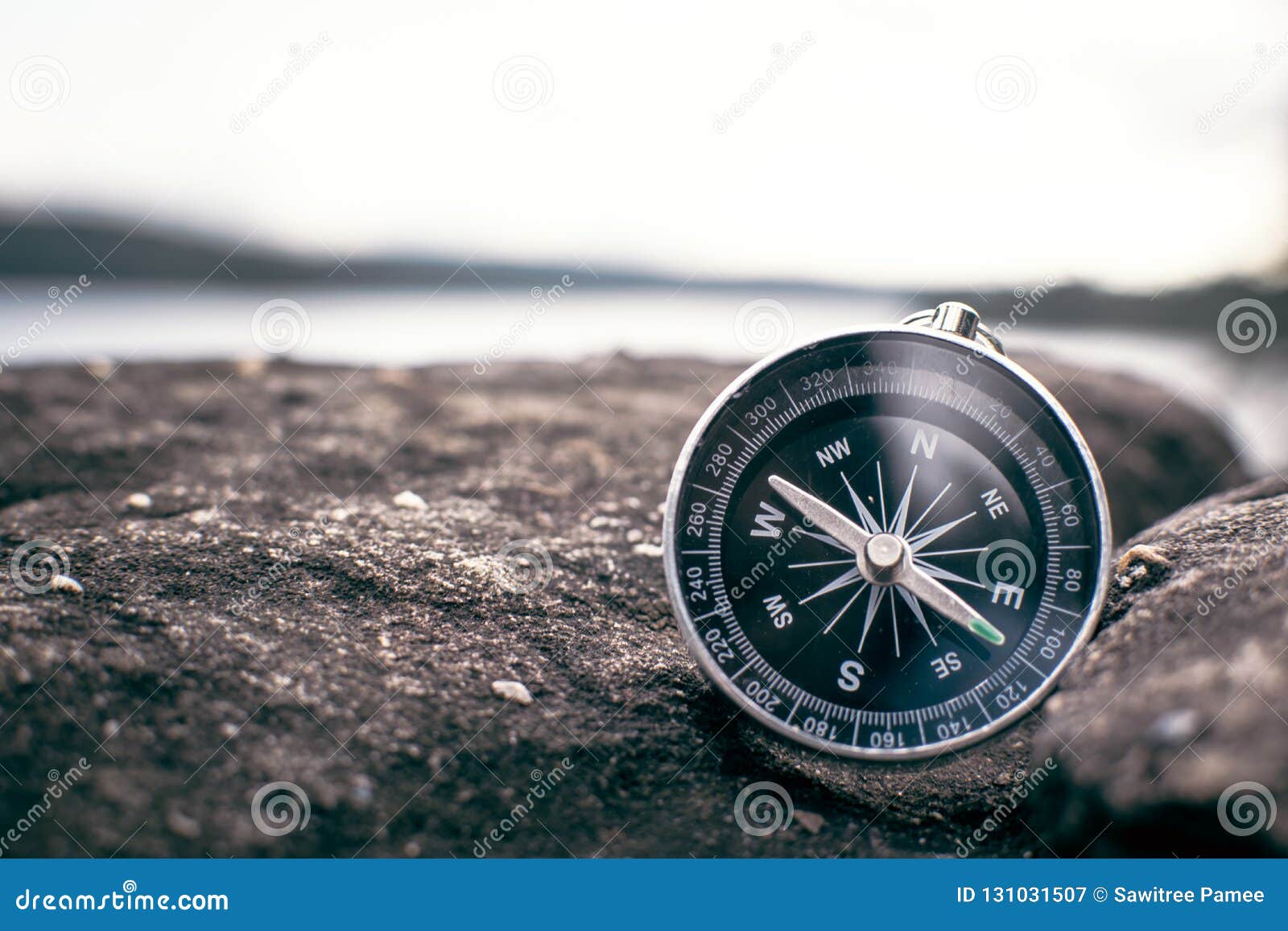 Compass on Rock in the Nature Stock Image - Image of color, concept ...