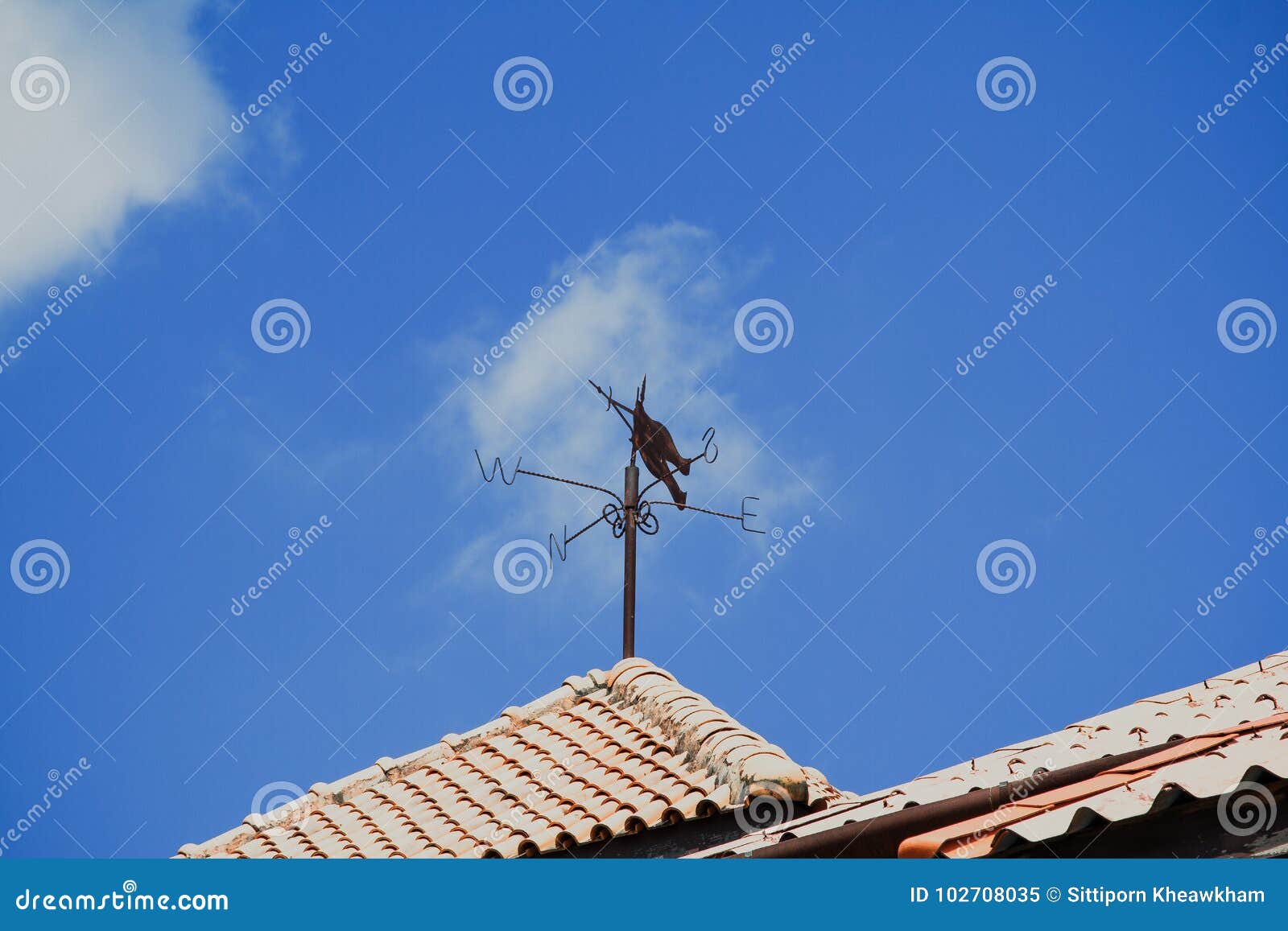 Compass on the roof stock image. Image of bird, metal - 102708035