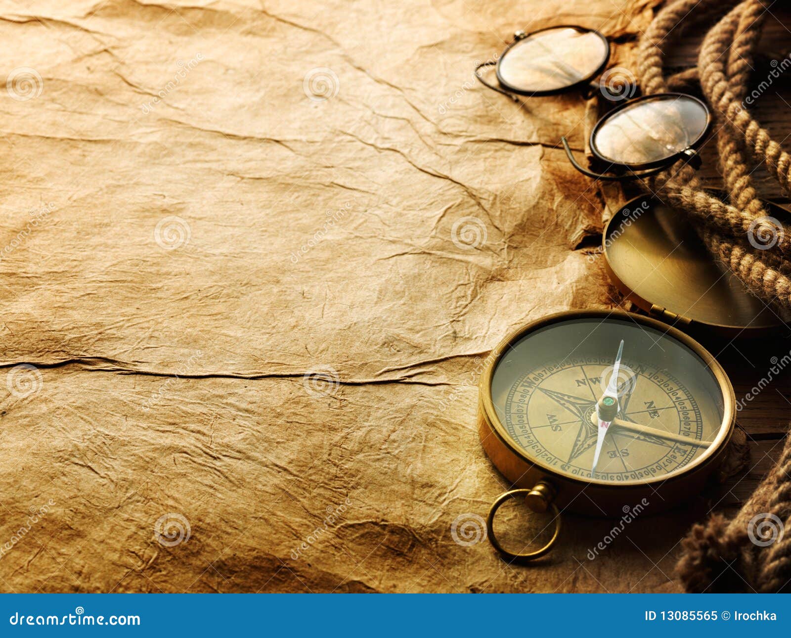 Compass, rope and glasses stock image. Image of business - 13085565