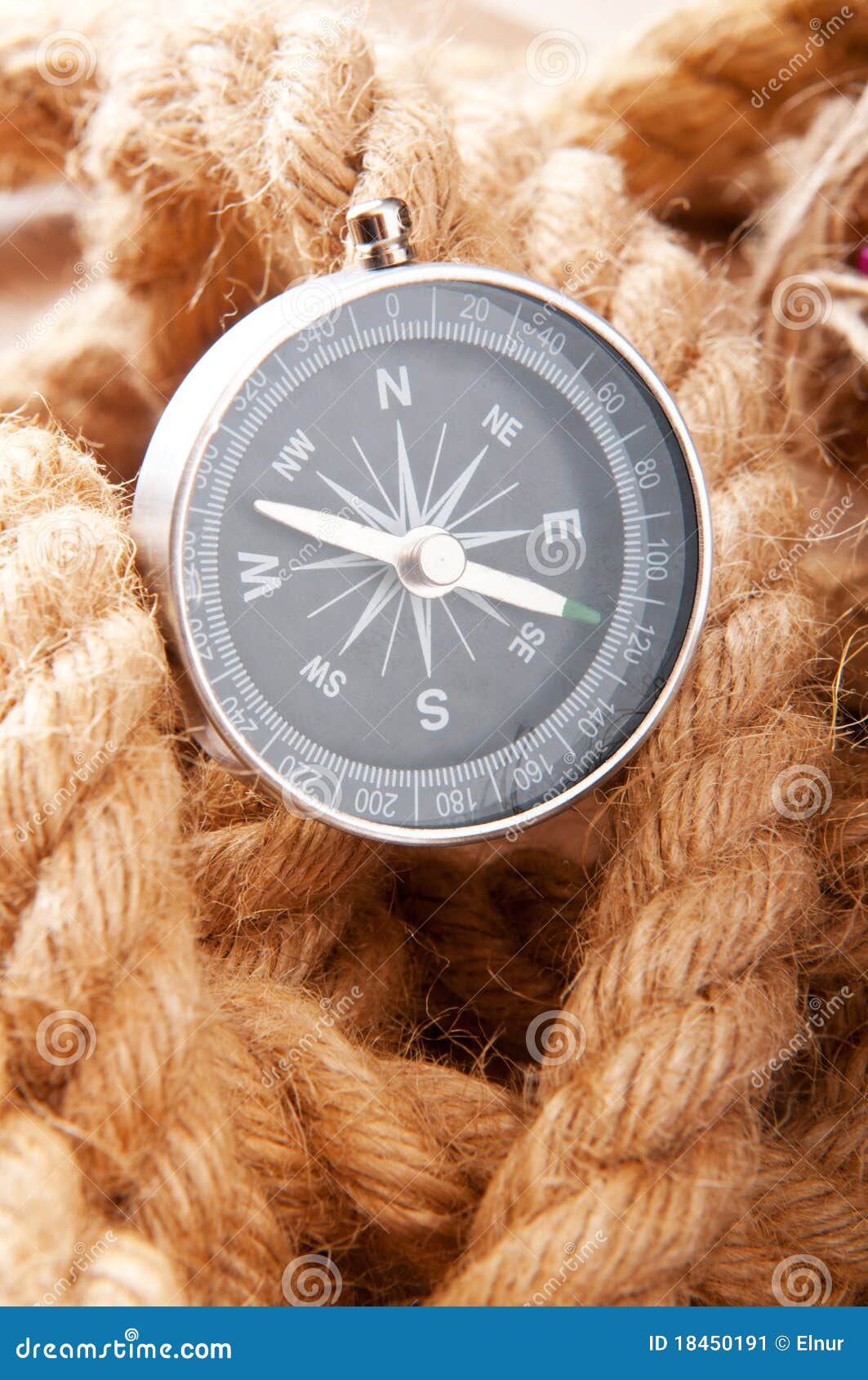 Compass and Rope in Travel Concept Stock Image - Image of dirty ...