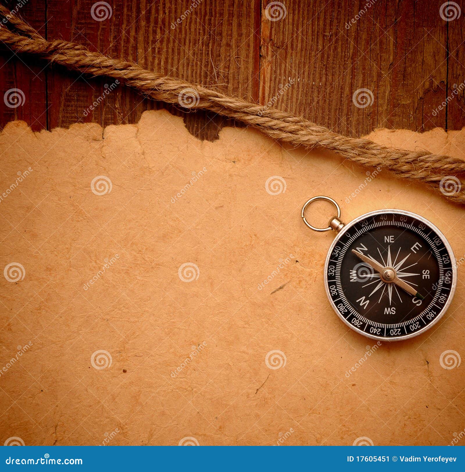 Compass and Rope on Wood Background Stock Image - Image of ship, aged ...
