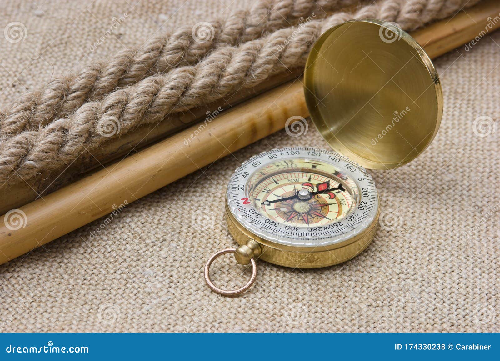 Compass with Ropes and Bamboo Stock Photo - Image of bamboo, education ...