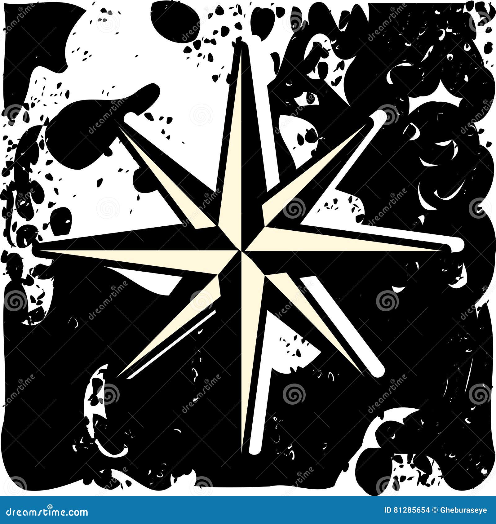 Compass Rose on Abstract Background in Black and White Stock Vector ...