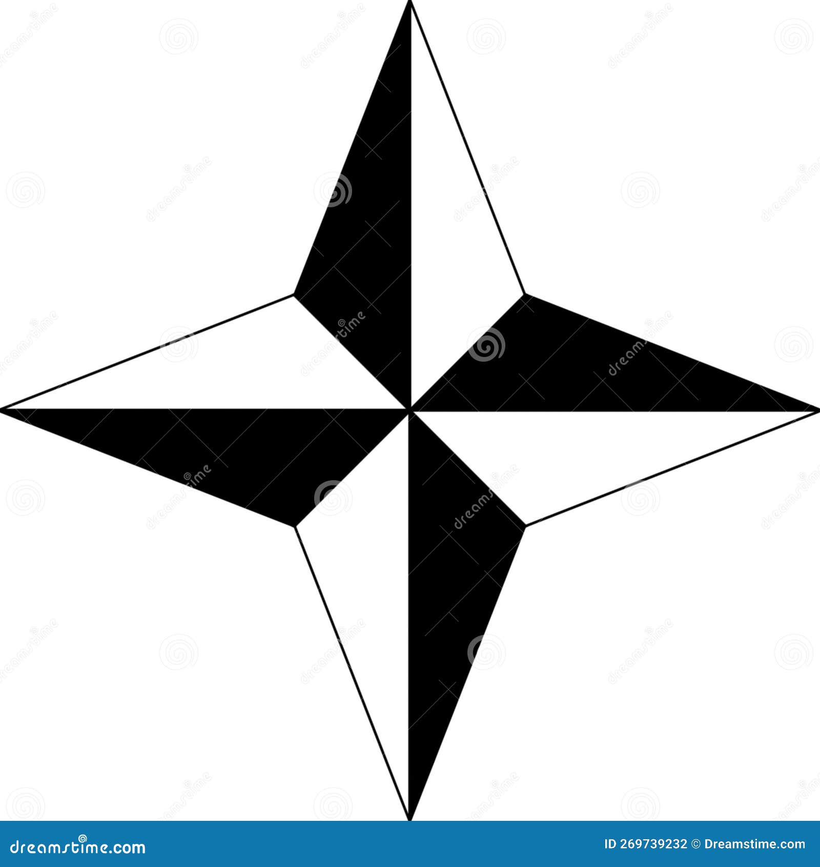 Compass Rose in Black and White Stock Illustration - Illustration of ...