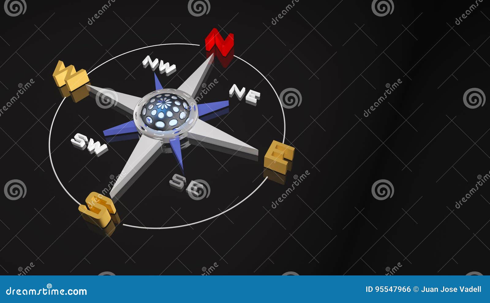 Compass Rose in 3D Illustration Stock Illustration - Illustration of ...