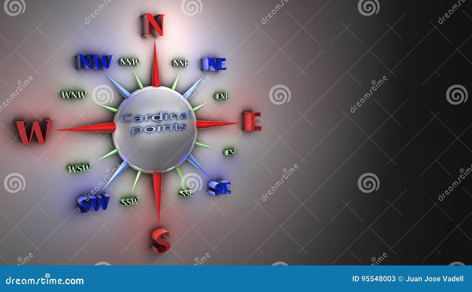 Compass Rose in 3D Illustration Stock Illustration - Illustration of ...