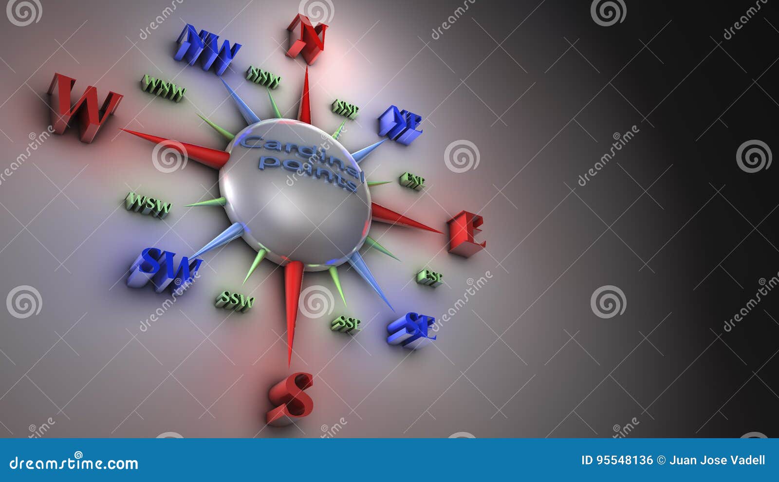 Compass Rose in 3D Illustration Stock Illustration - Illustration of ...