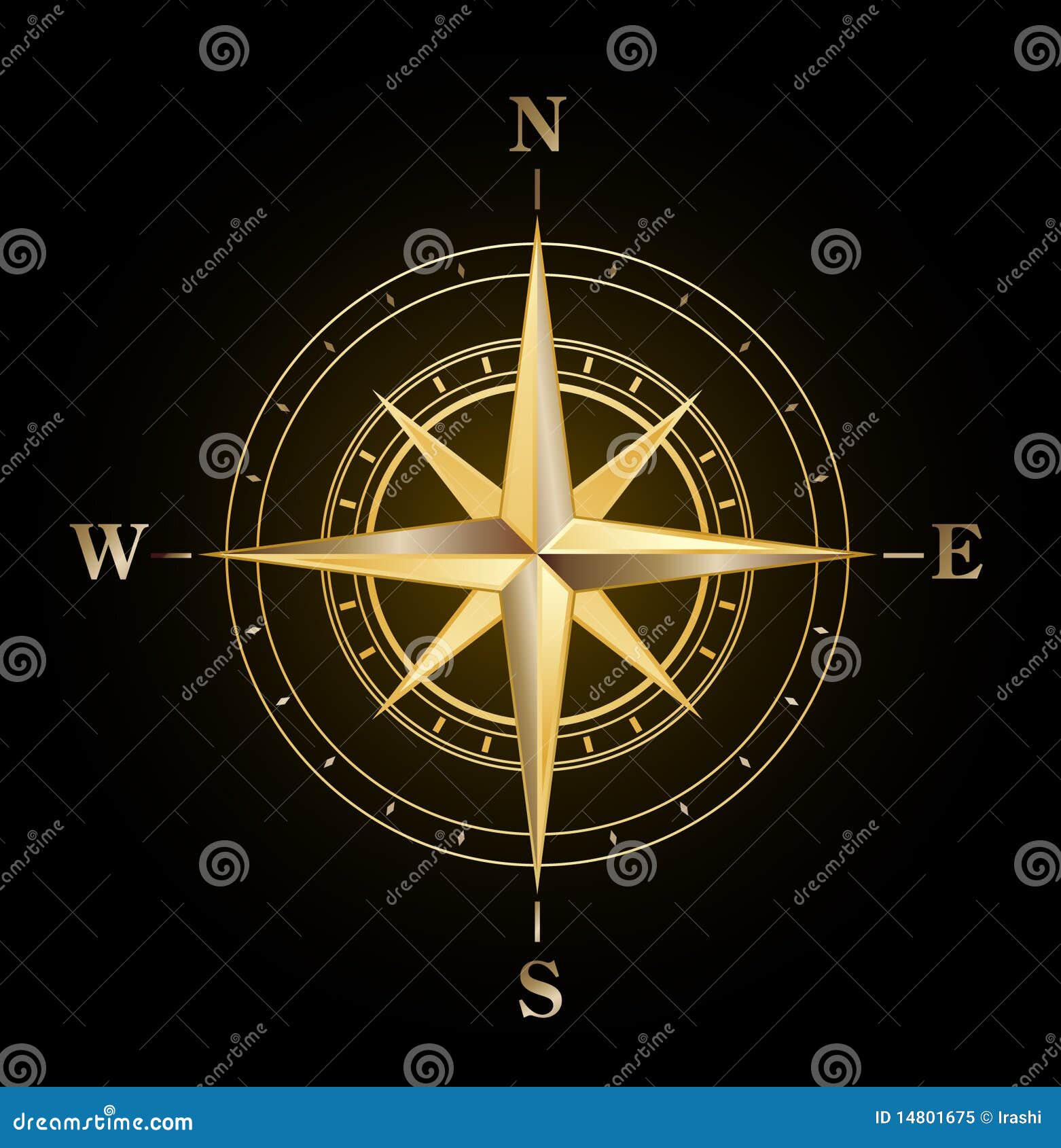 Compass rose gold stock vector. Image of retro, magnetic - 14801675