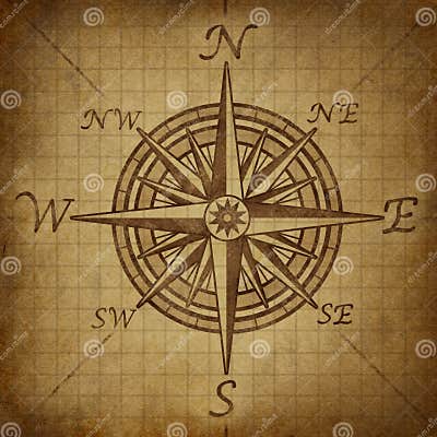 Compass Rose with Grunge Texture Stock Illustration - Illustration of ...