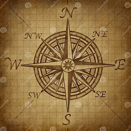 Compass Rose with Grunge Texture Stock Illustration - Illustration of ...