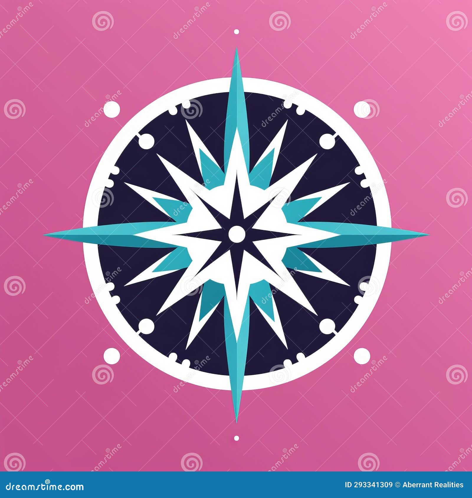 A Compass Rose Icon on a Pink Background Stock Illustration ...