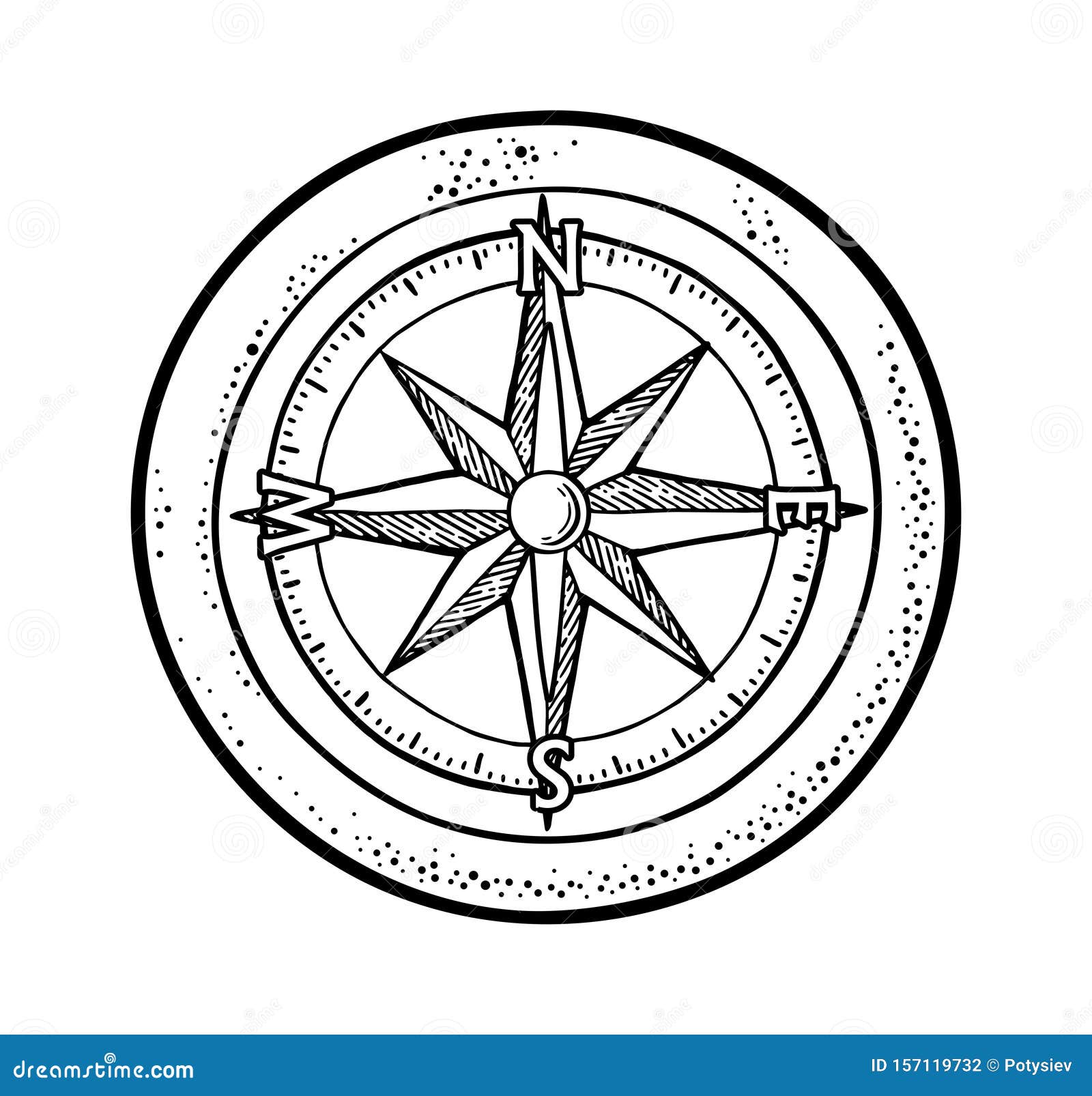 Compass Rose Isolated on White Background. Vector Vintage Engraving ... Compass Rose Isolated on White Background. Vector Vintage Engraving ...