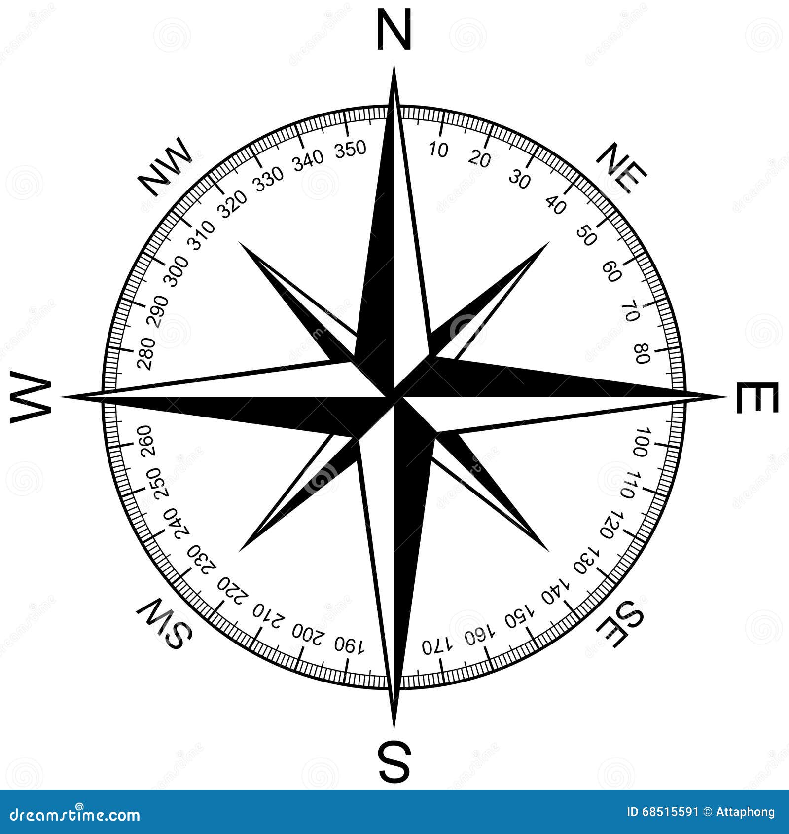 Compass Rose Isolated on White Vector Stock Vector - Illustration of ...