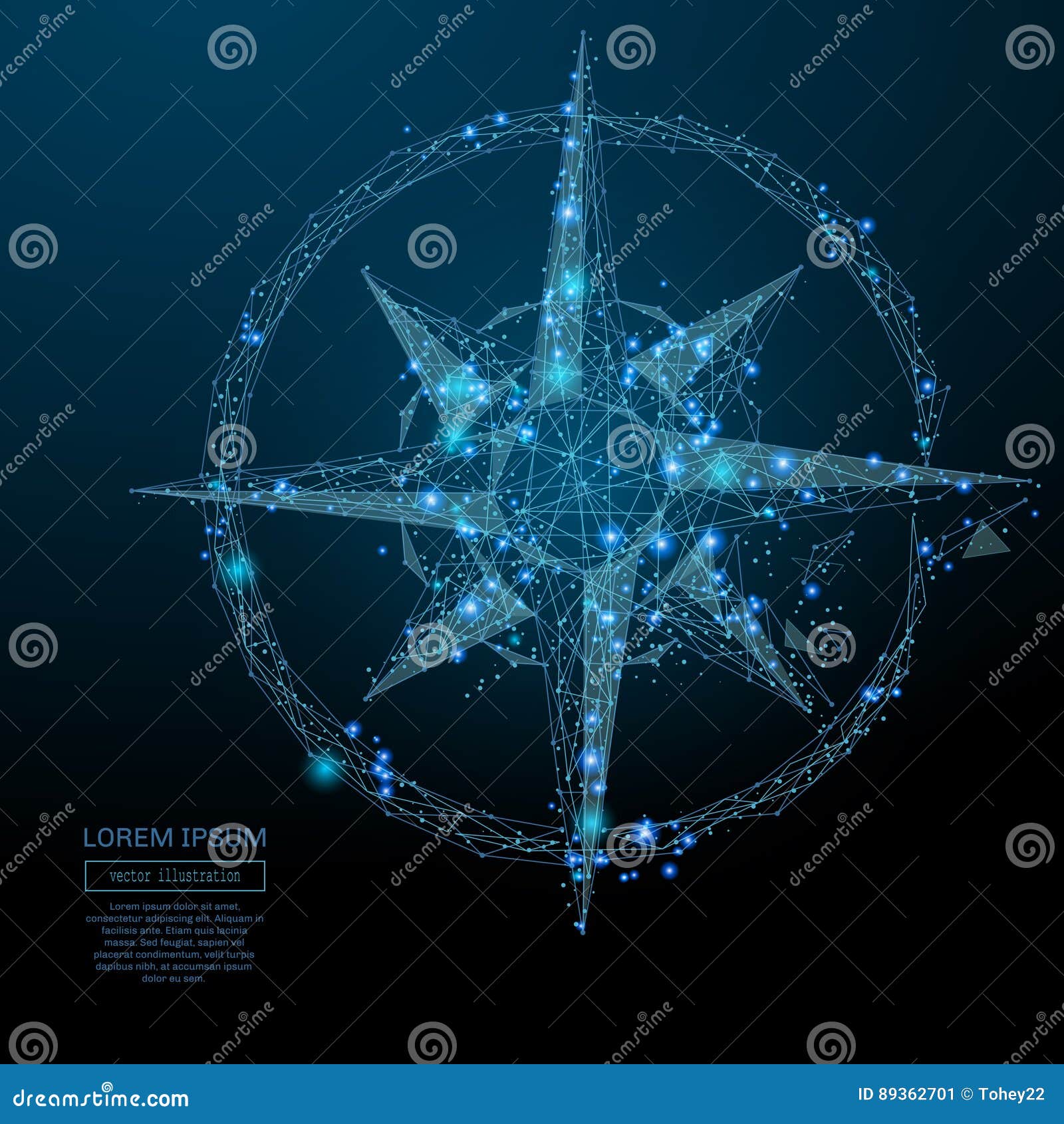 Compass rose low poly blue stock vector. Illustration of adventure ...
