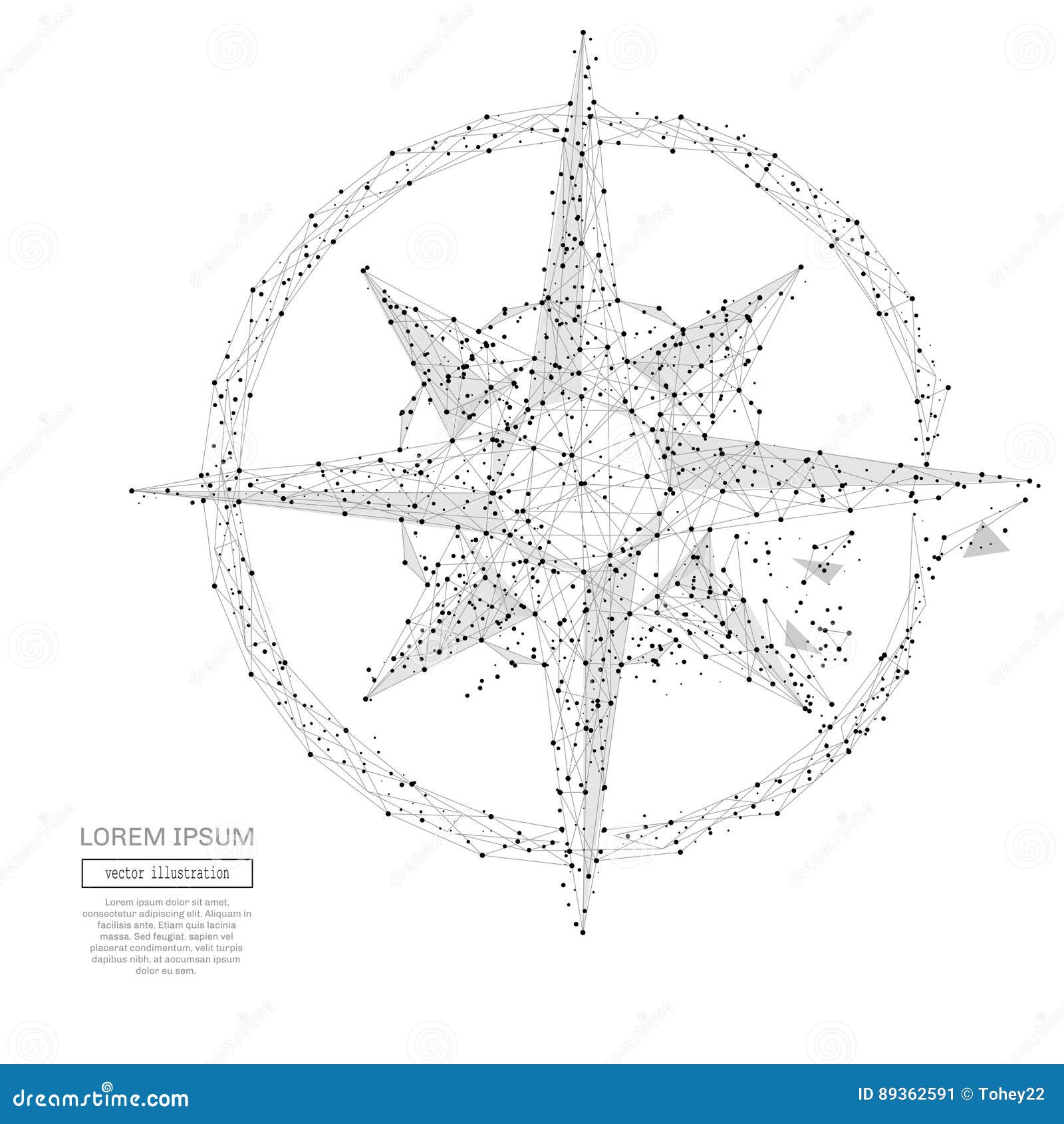 Compass rose low poly blue stock vector. Illustration of exploration ...
