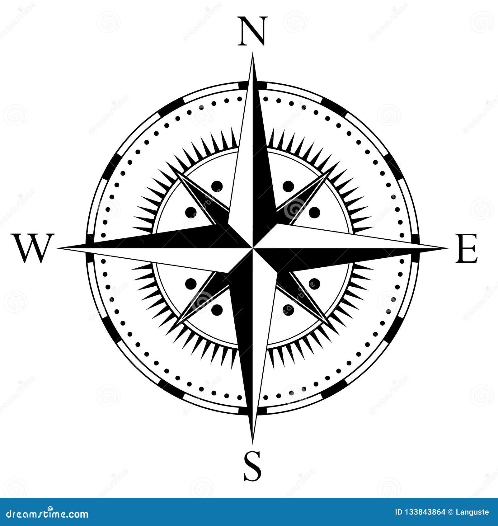 Compass Rose for Marine or Nautical Navigation and Also for Including ...