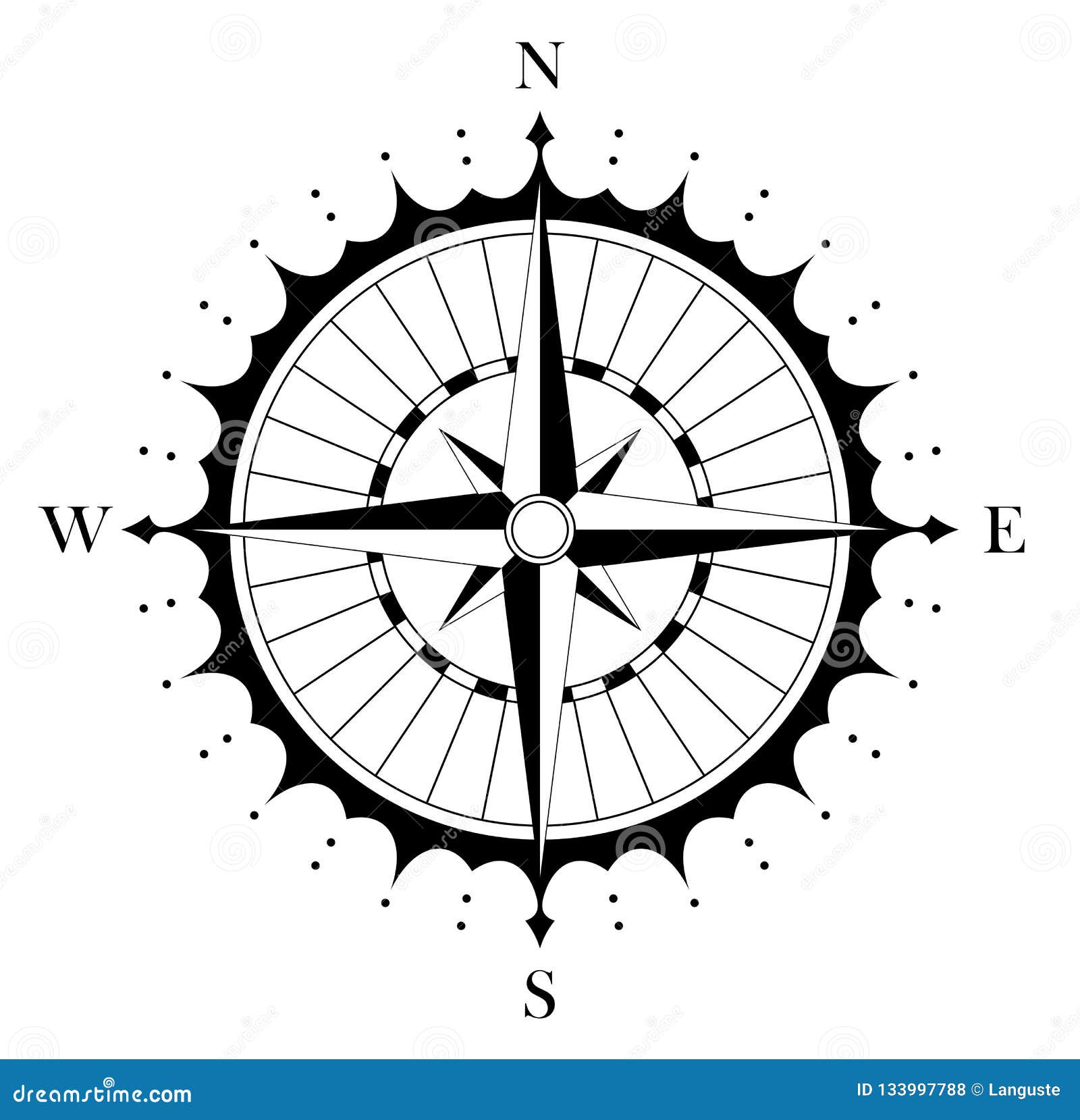 Compass Rose for Marine or Nautical Navigation and Also for Including ...