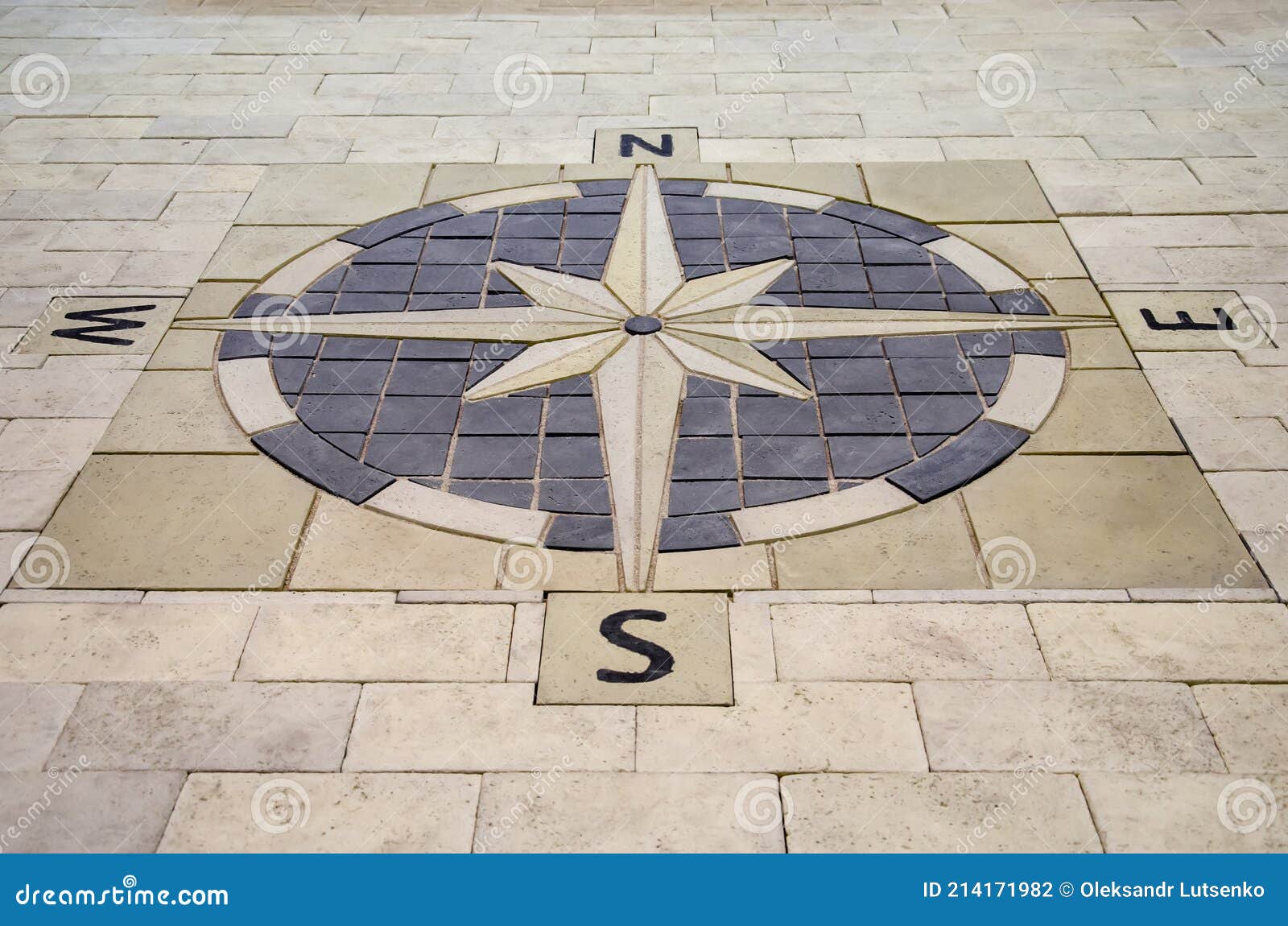 Compass Rose Mosaic on the Floor Stock Photo - Image of europe, compass ...