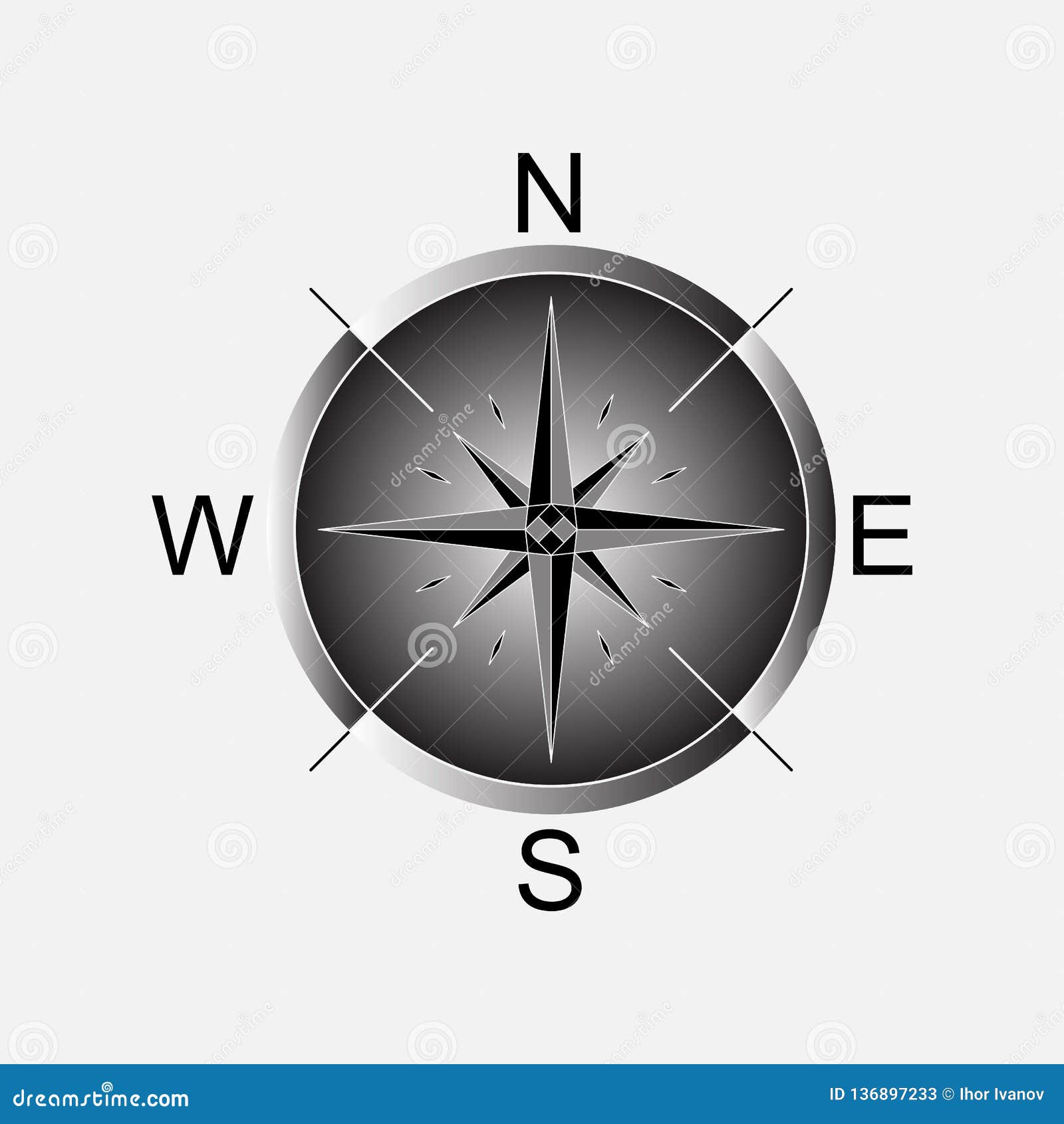 Compass, compass rose stock illustration. Illustration of geography ...