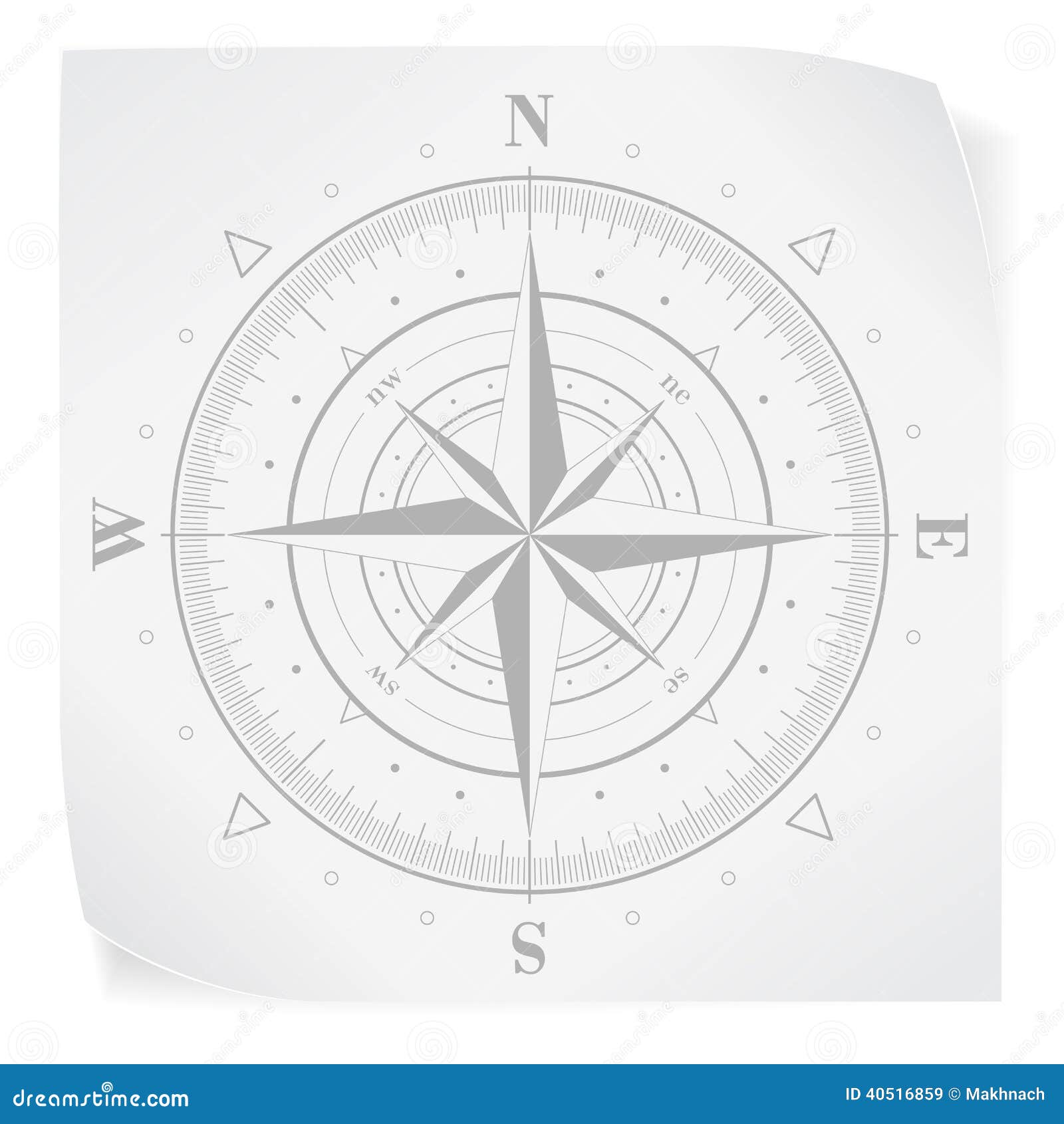 Compass Rose Over Paper Sticker Stock Vector - Illustration of note ...